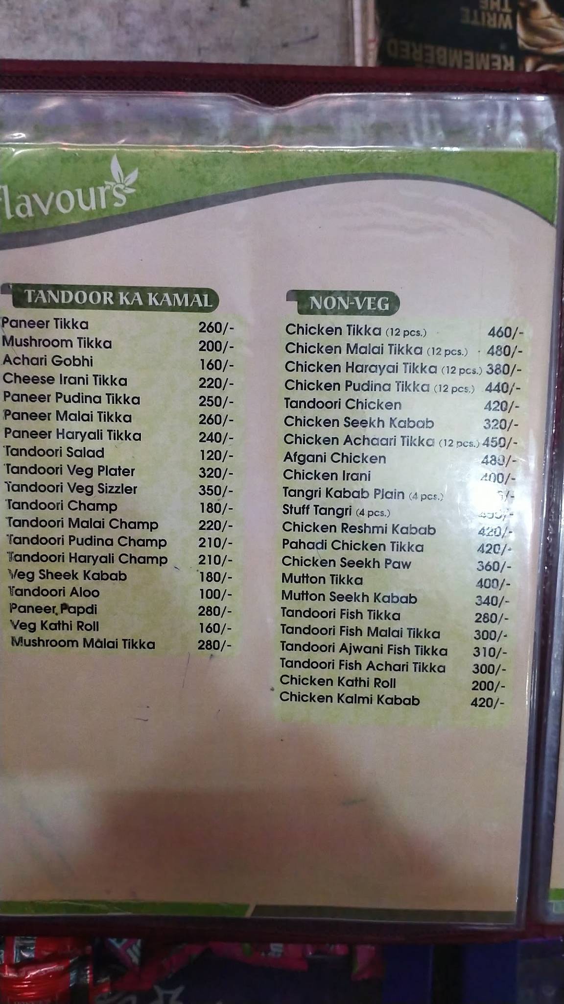 Menu at Flavours Family Restaurant & Resort, Dugadda (uttarakhand), India