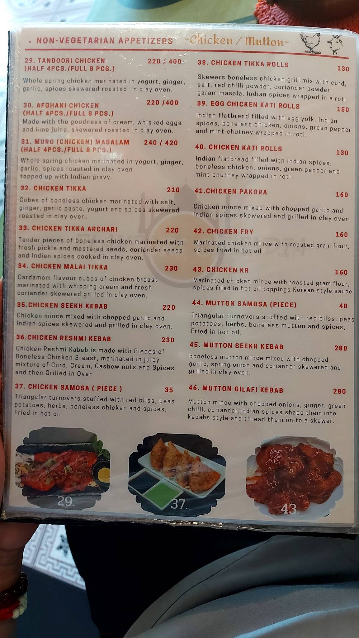 Menu at Flavours Of India restaurant, Bangkok, 84 Soi Lasalle 58