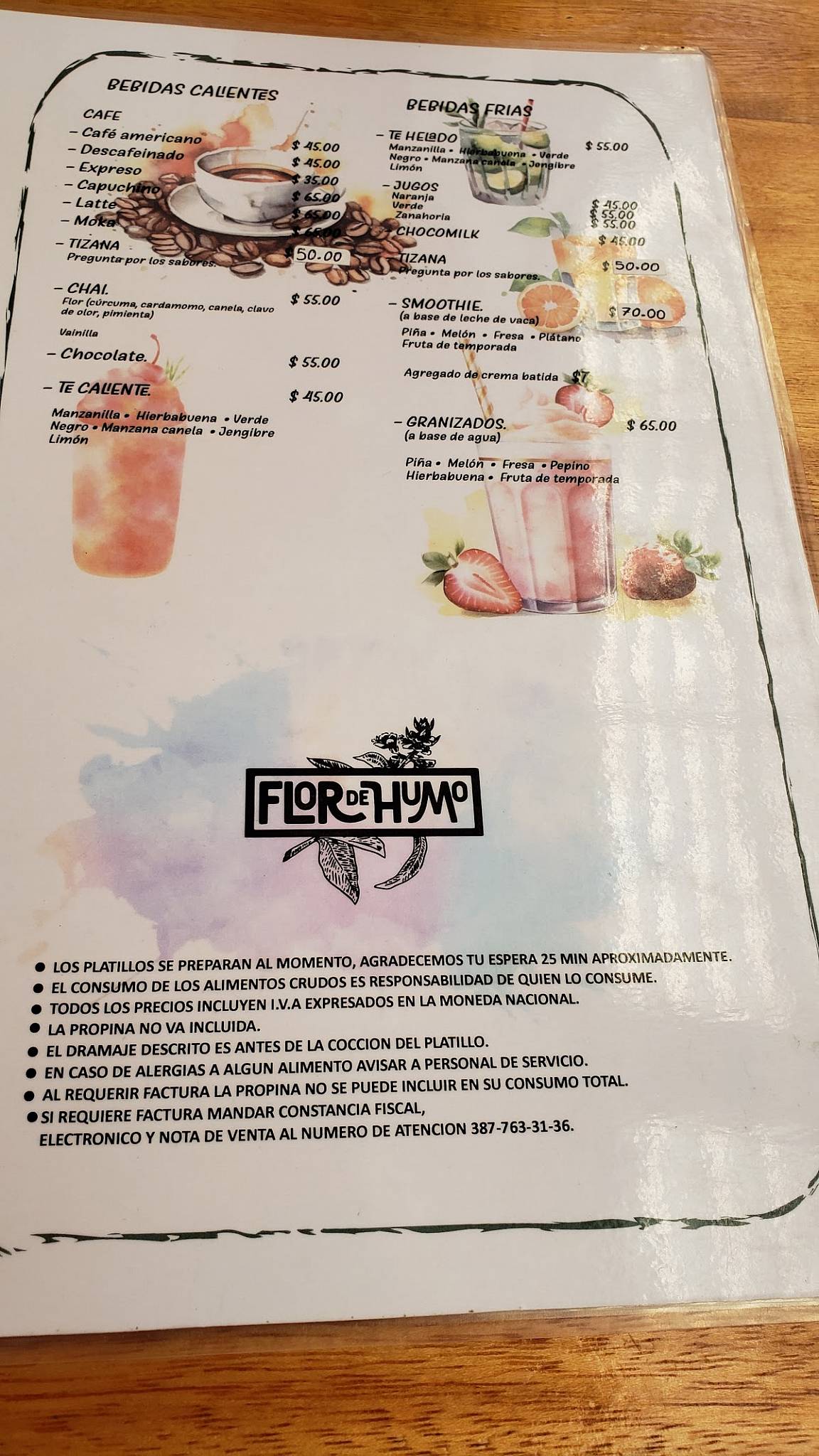 Carta de pizzería Flor de humo, Jocotepec