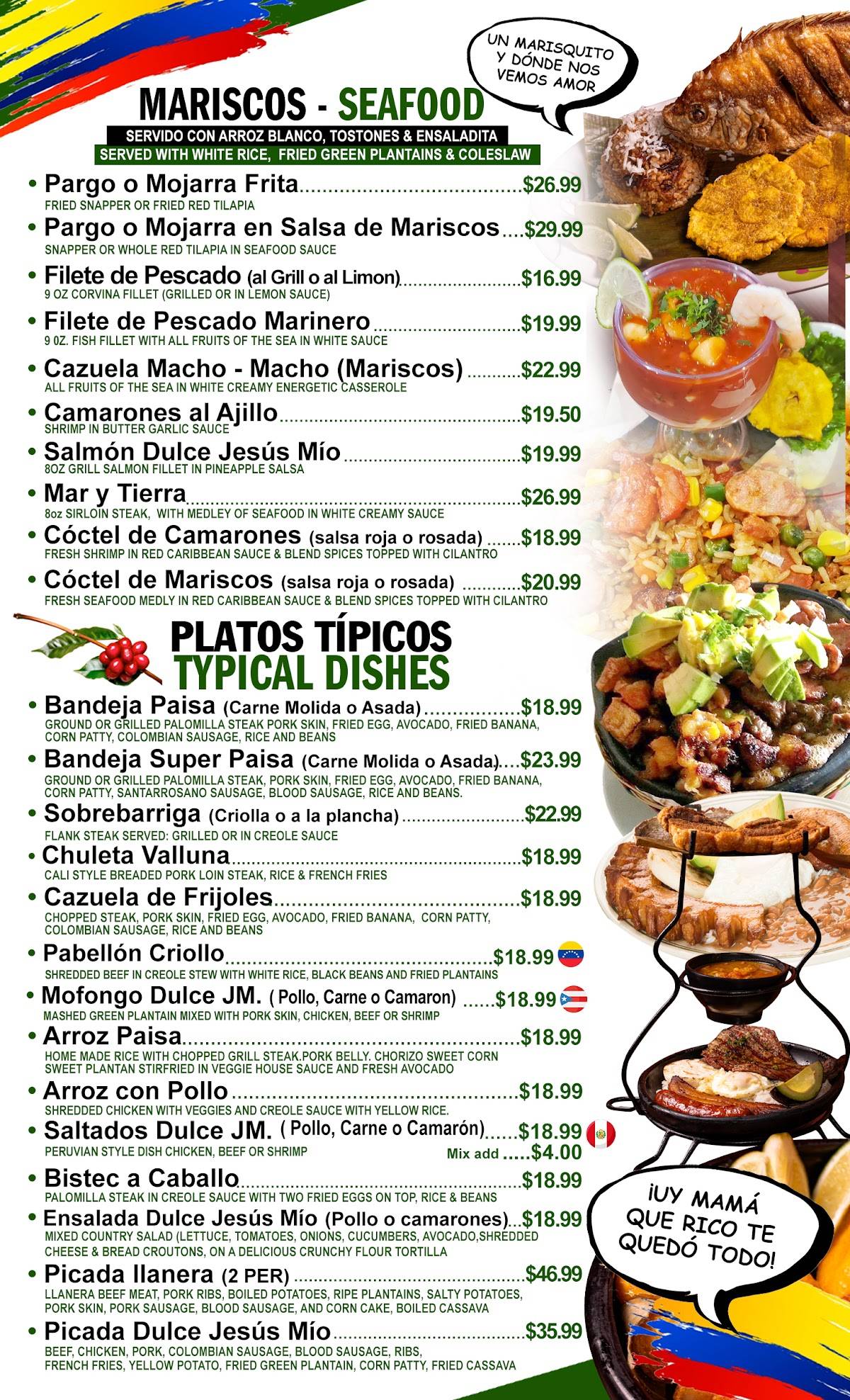 Menu at Fonda Dulce Jesus Mio restaurant, Ocala
