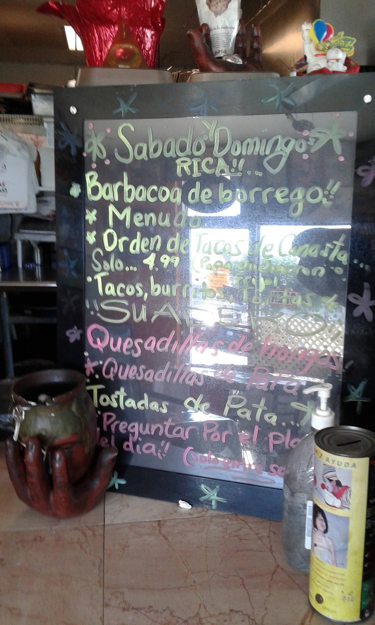 Carta del restaurante Fonda La Meche, Stanton