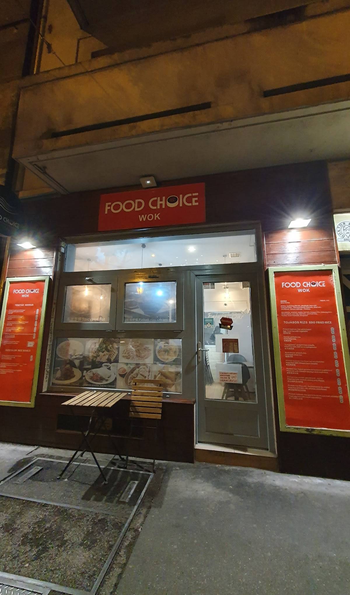 Menu at Food Choice restaurant, Budapest
