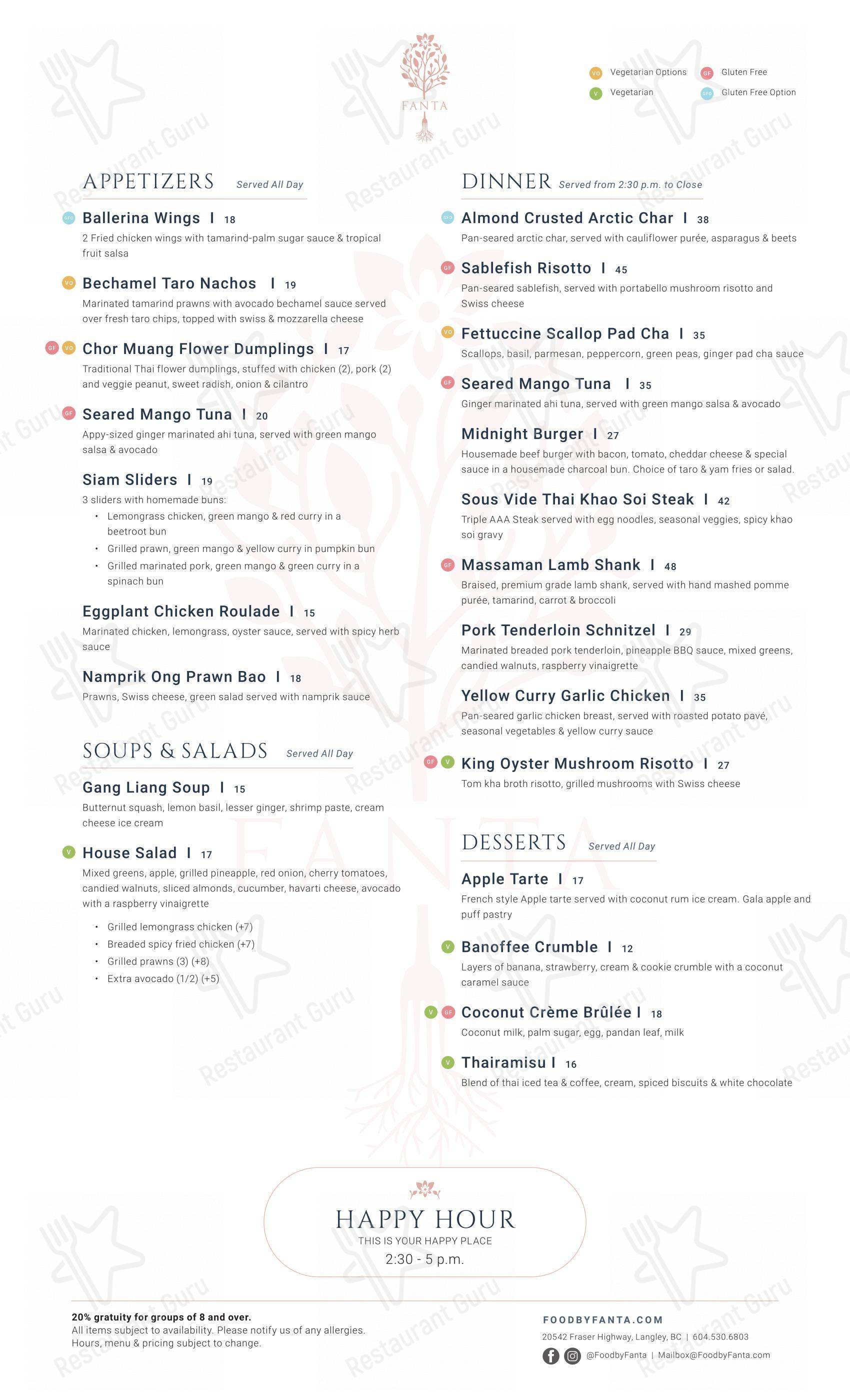 Menu at Food by Fanta restaurant, Langley Township