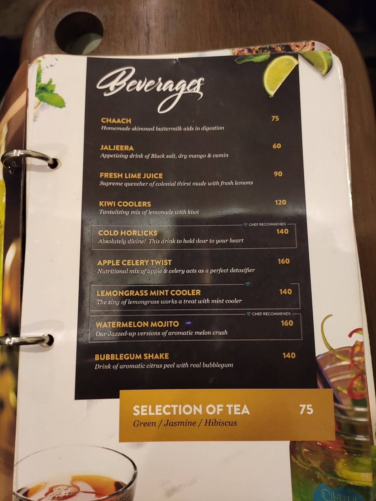 Menu at Food nirvana, Chennai, Marshall