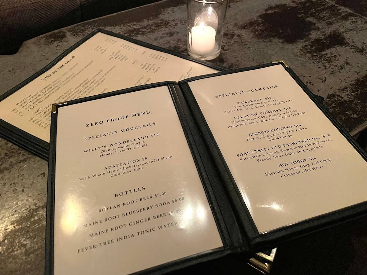 Menu at Fore Street Restaurant, Portland