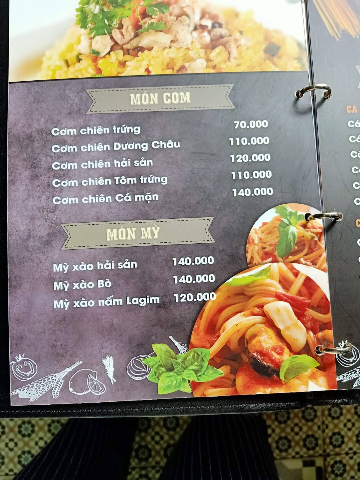 Menu at Forever restaurant, Da Nang