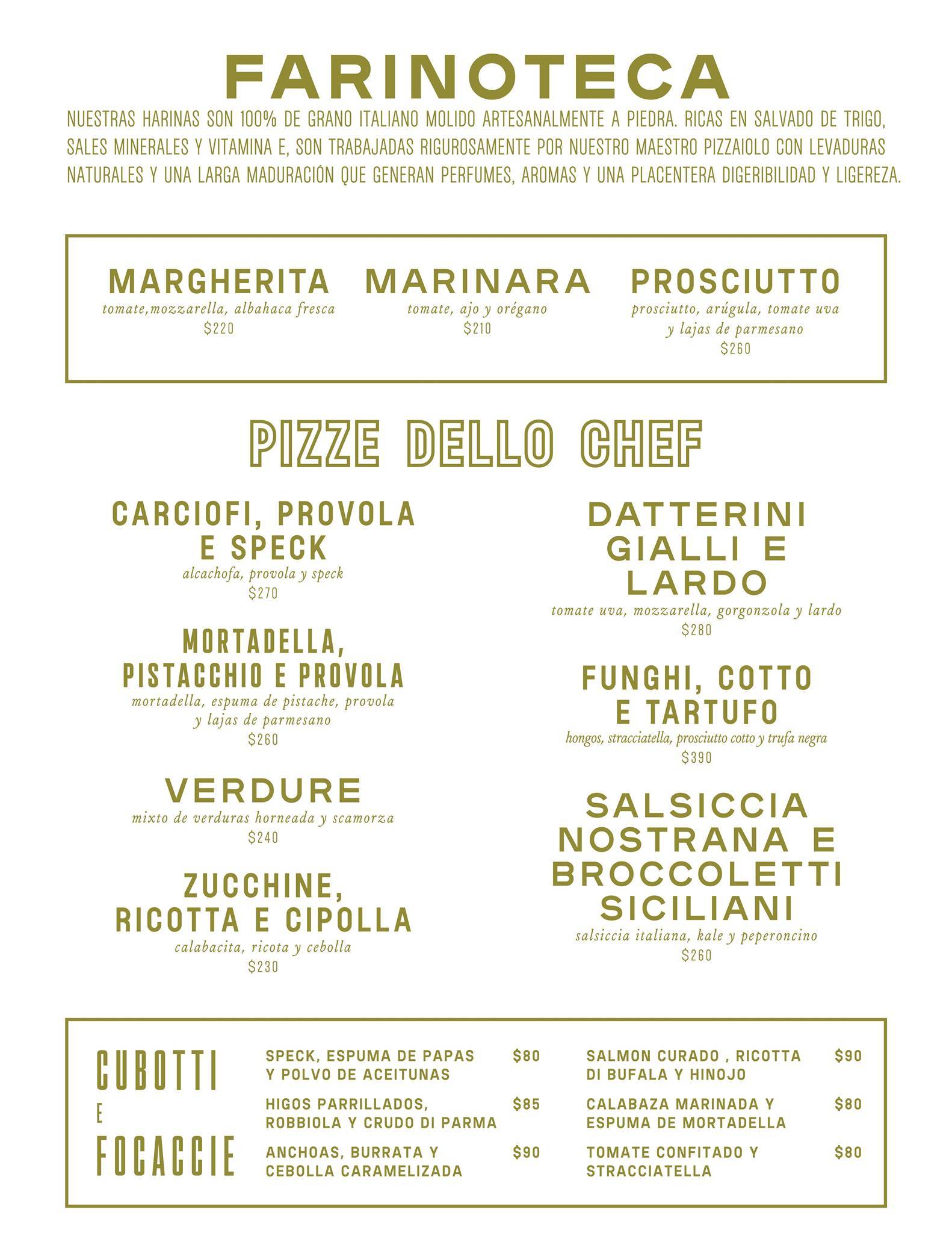 Carta del restaurante Fornería del Becco, Ciudad del México, Periferico ...