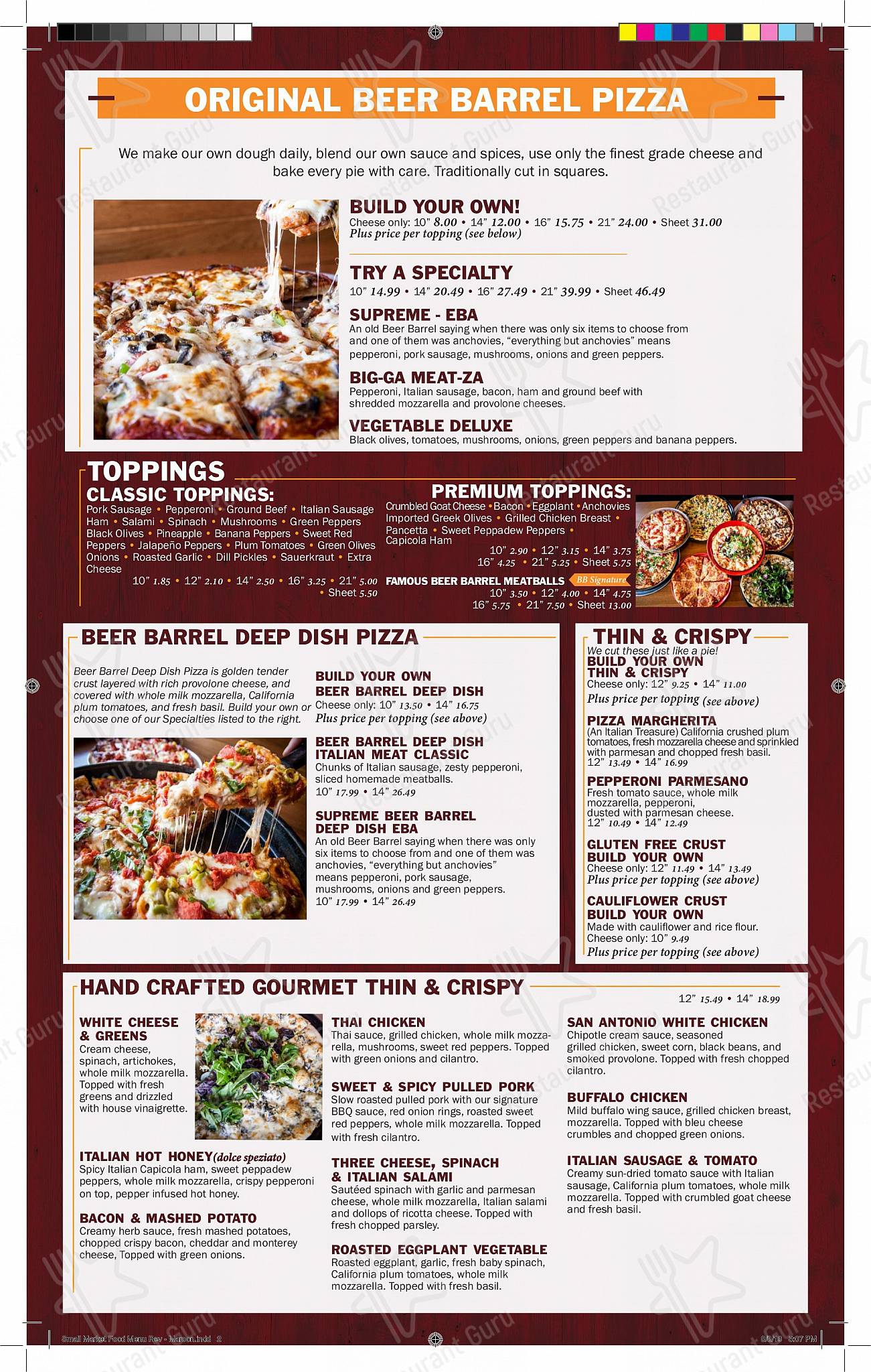 Menu at Beer Barrel Pizza & Grill, Lima, S Dixie Hwy