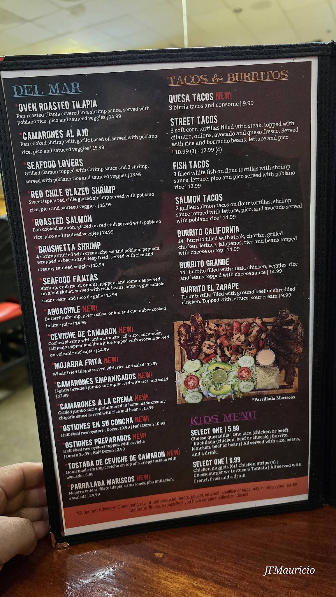 Menu at El Zarape Mexican Grill restaurant, Fort Smith