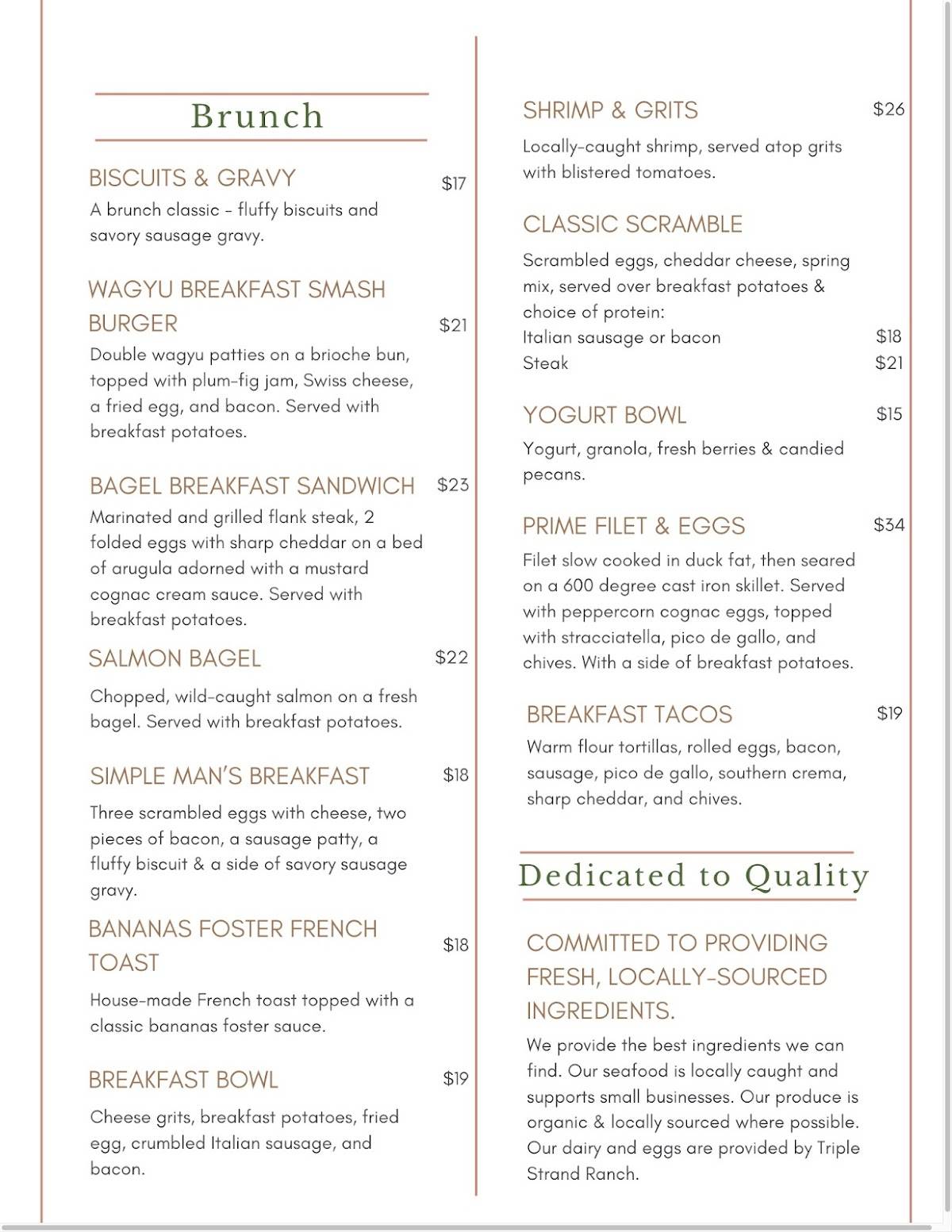 Menu at Ivy and Ale pub & bar, Fort Walton Beach