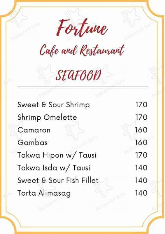 Menu at Fortune Cafe & Restaurant, Manila, Abad Santos Ave
