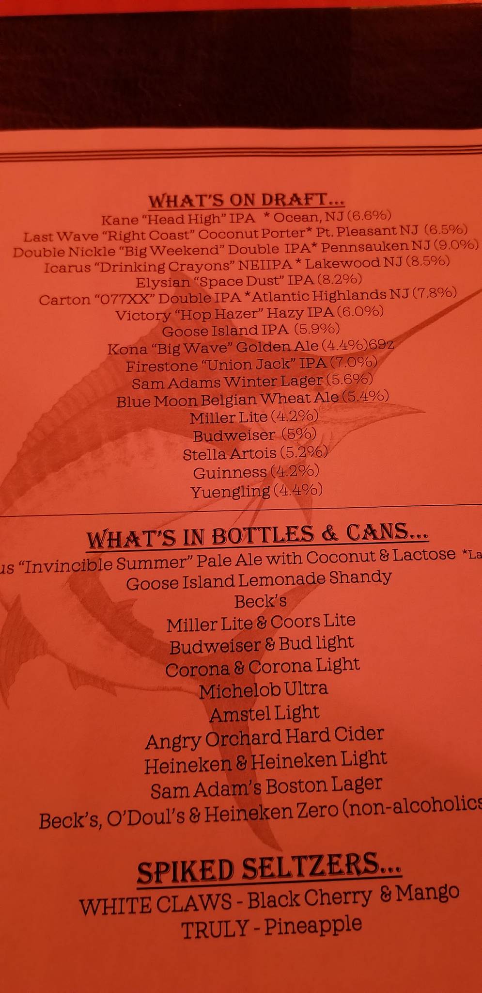 Menu at Four Winds Restaurant, Manasquan