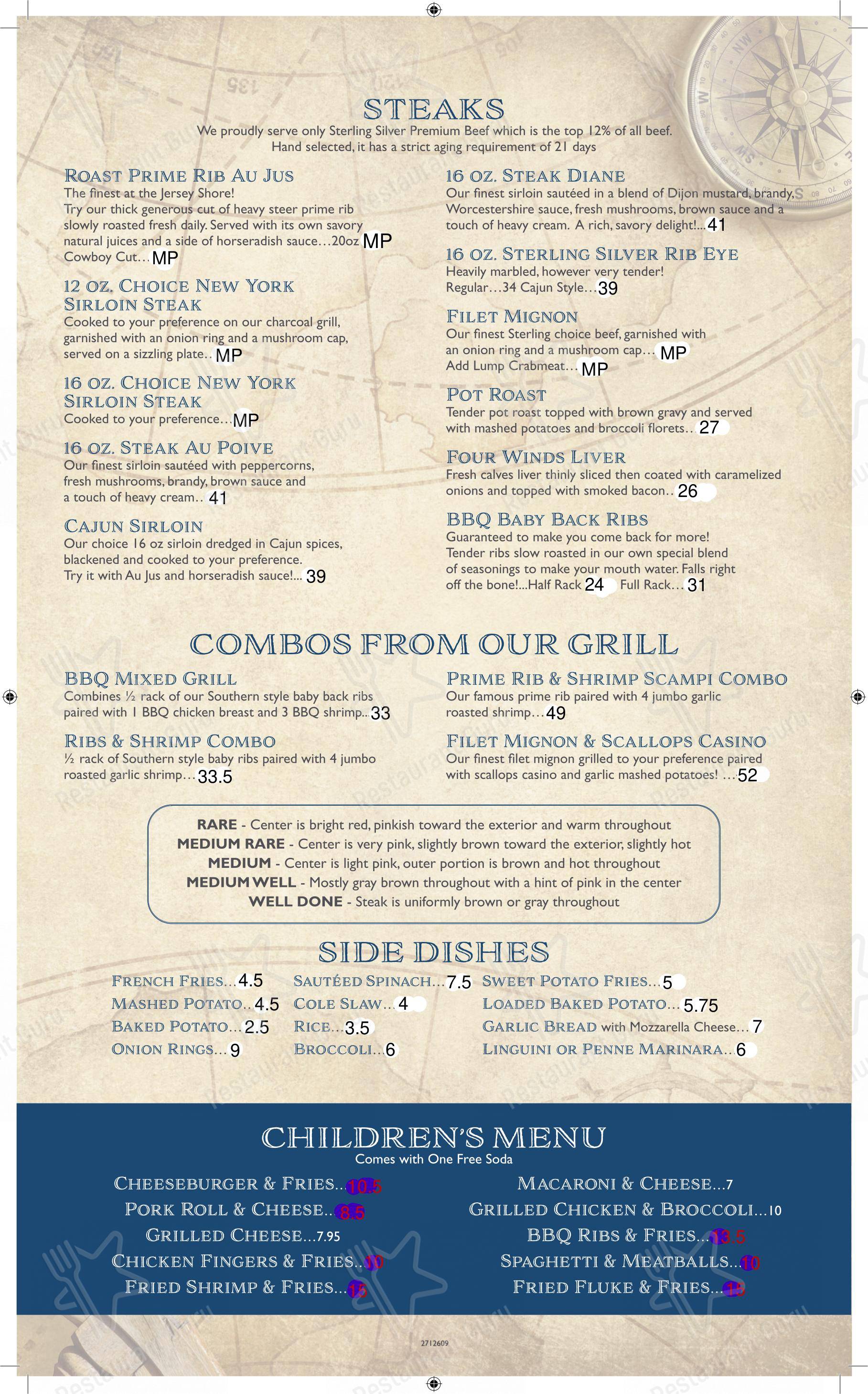 Menu at Four Winds Restaurant, Manasquan