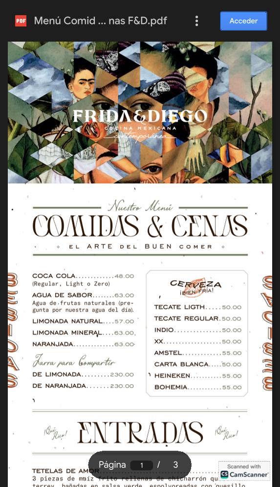 Menu at Frida y Diego Restaurante Mexicano, Saltillo