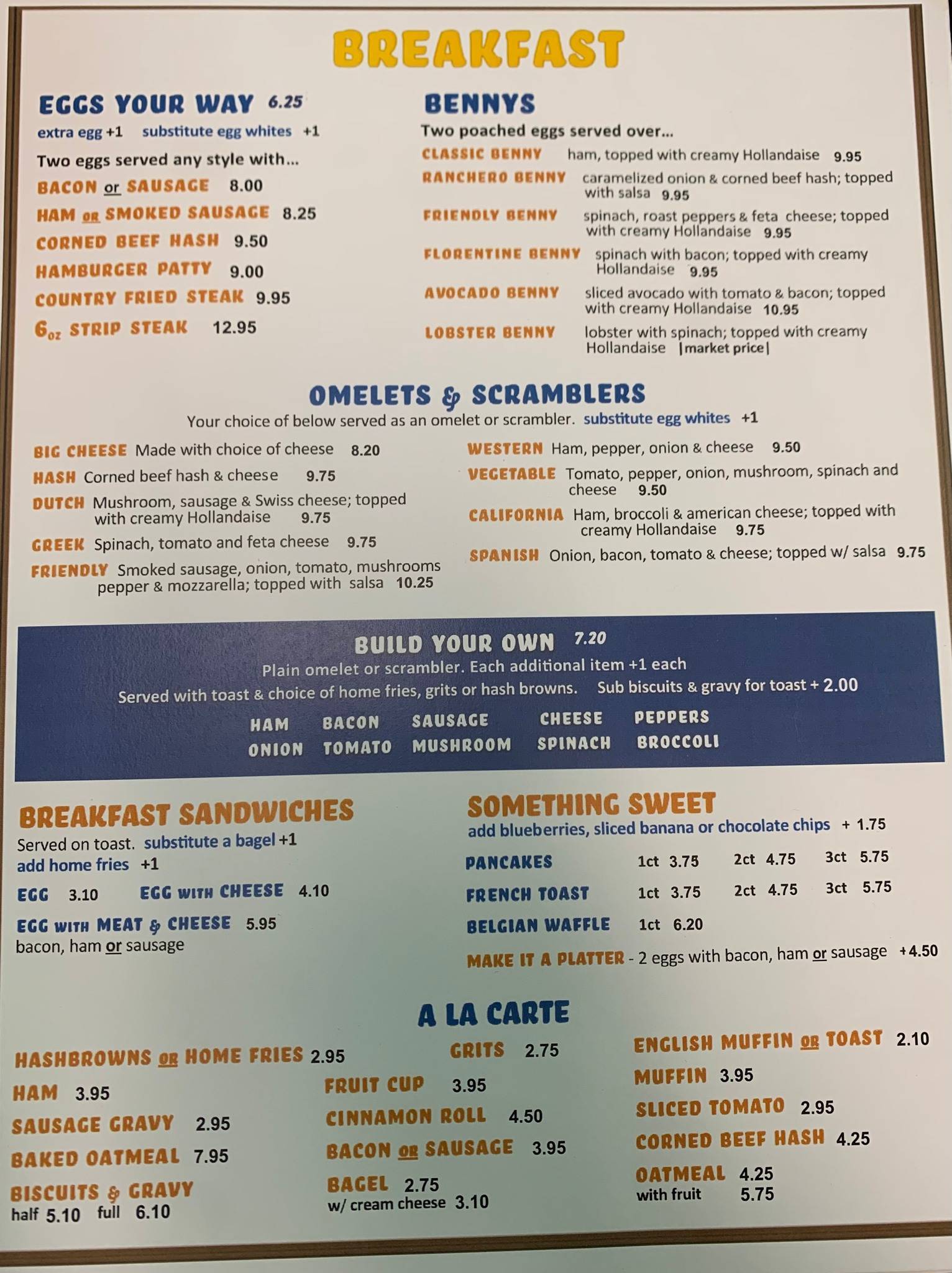 Menu at Friendly Toast Cafe 2, Melbourne, 380 N Wickham Rd Suite B