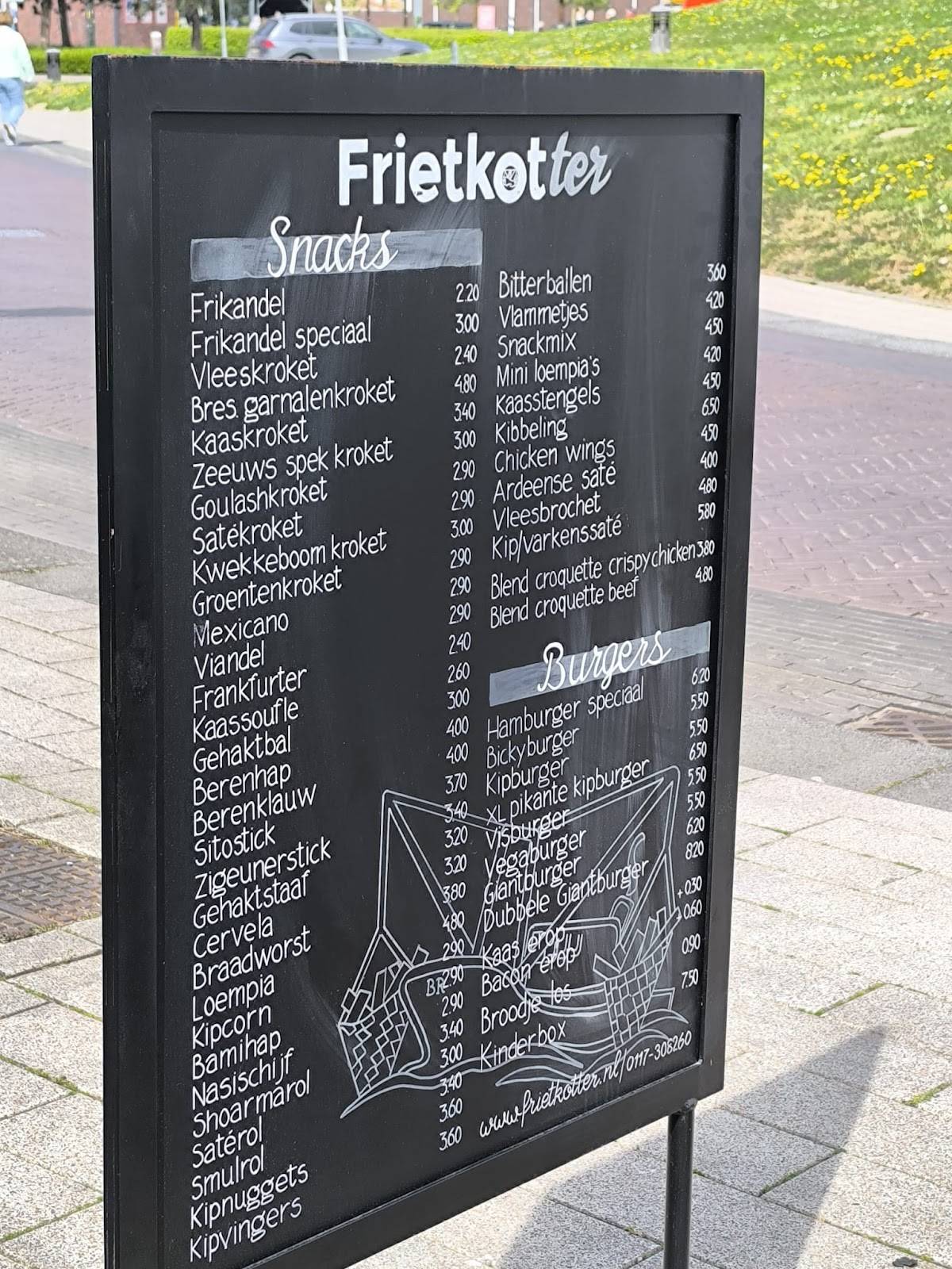 Menu at Frietkotter, Breskens