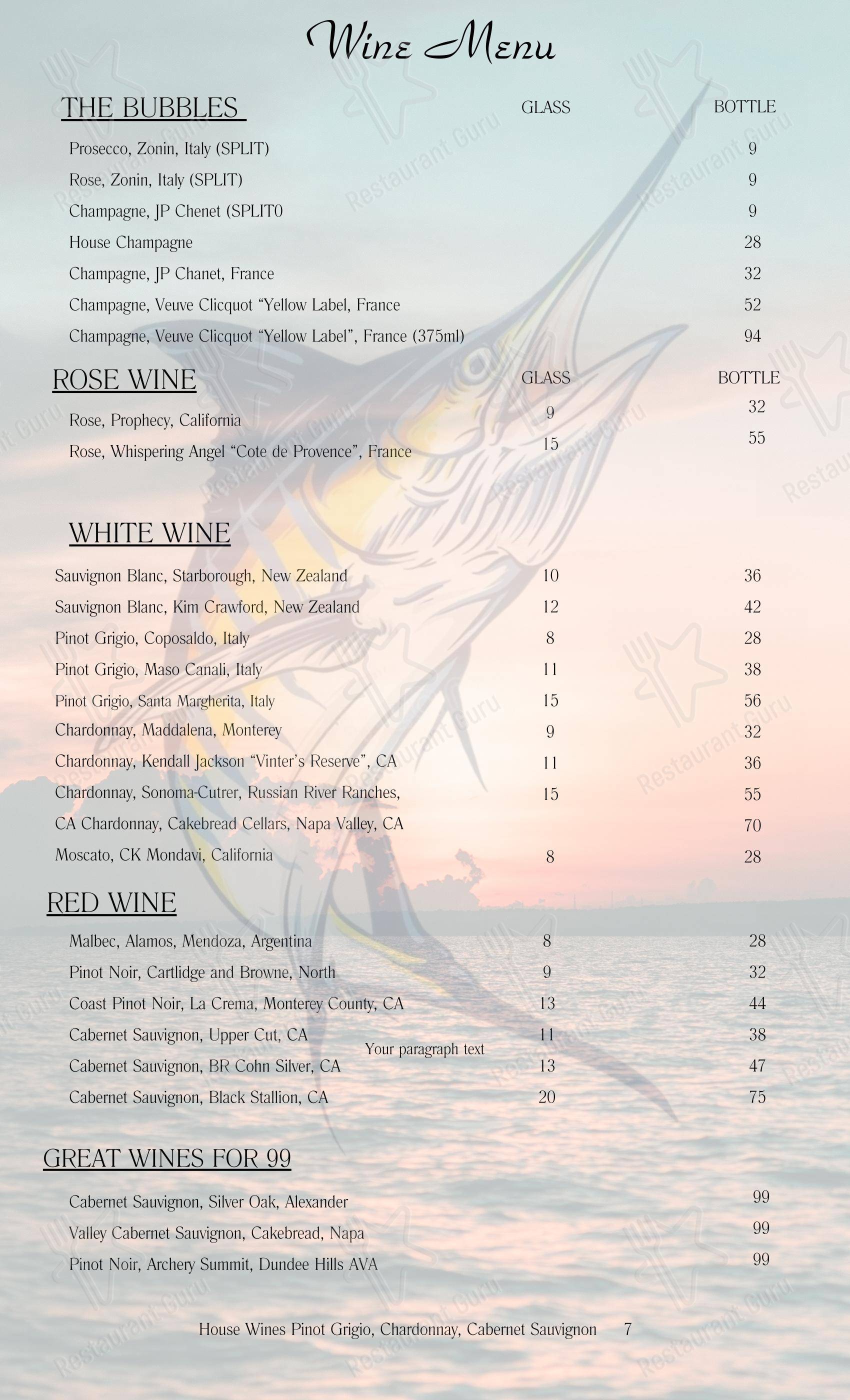 Menu at Frigate's Waterfront Bar & Grill - Melbourne, Melbourne