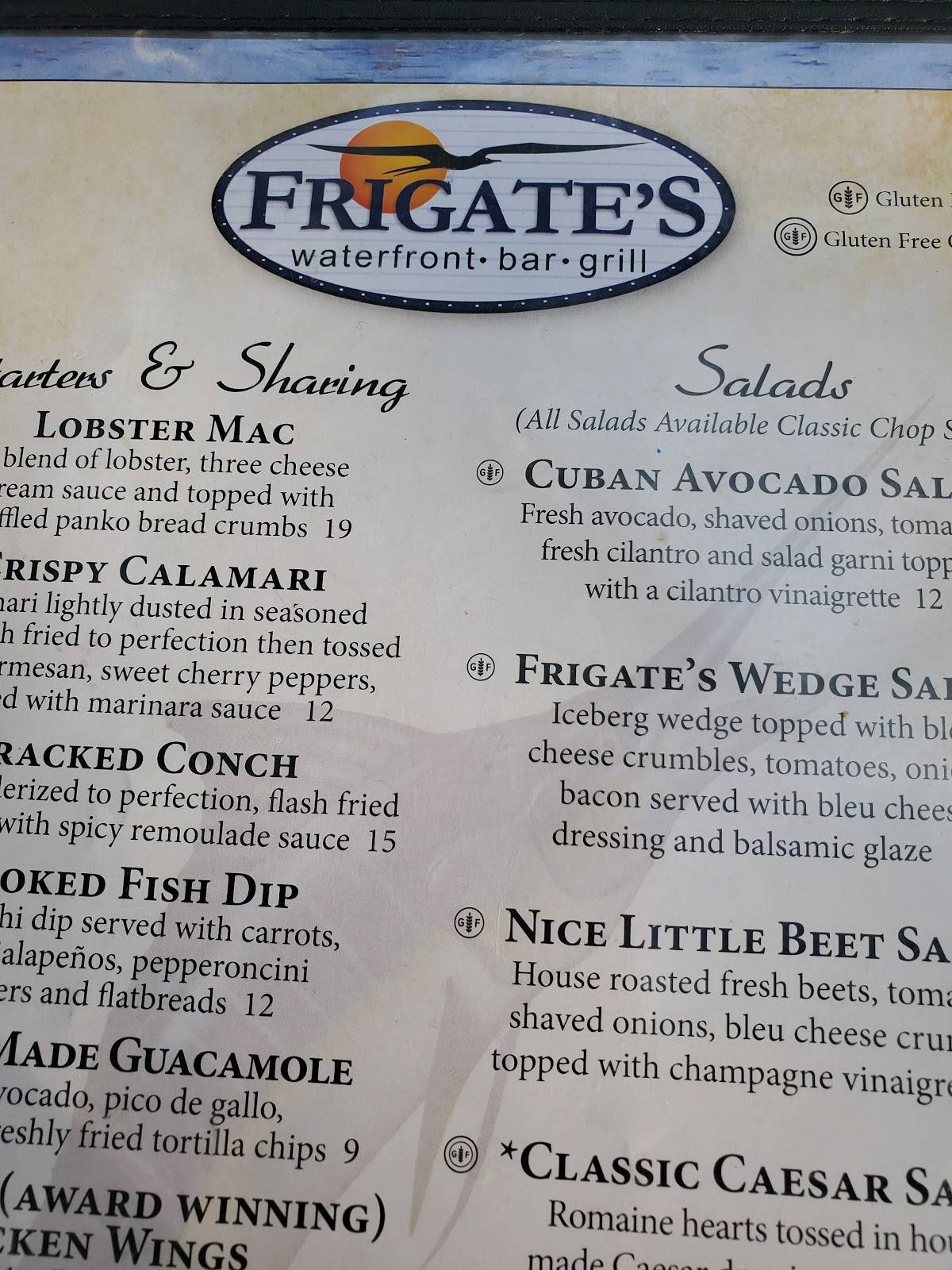 Menu at Frigate's Waterfront Bar & Grill - Melbourne, Melbourne