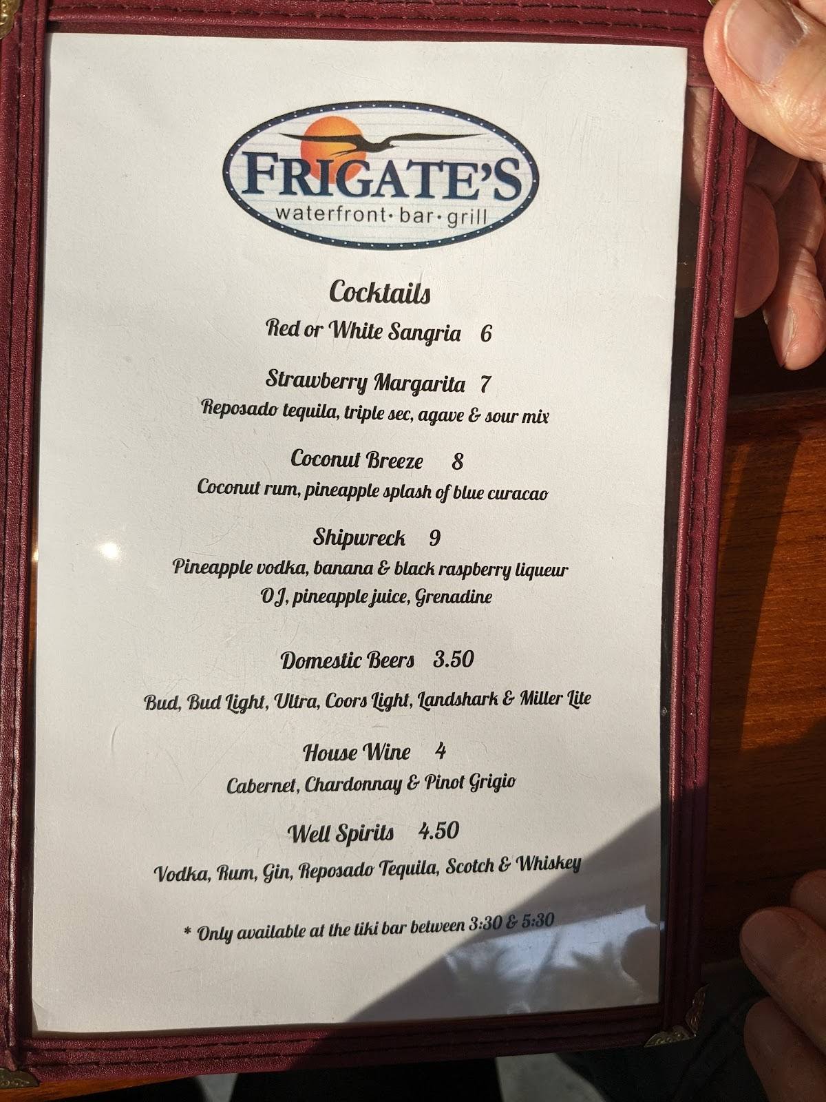 Menu at Frigate's Waterfront Bar & Grill - Melbourne, Melbourne