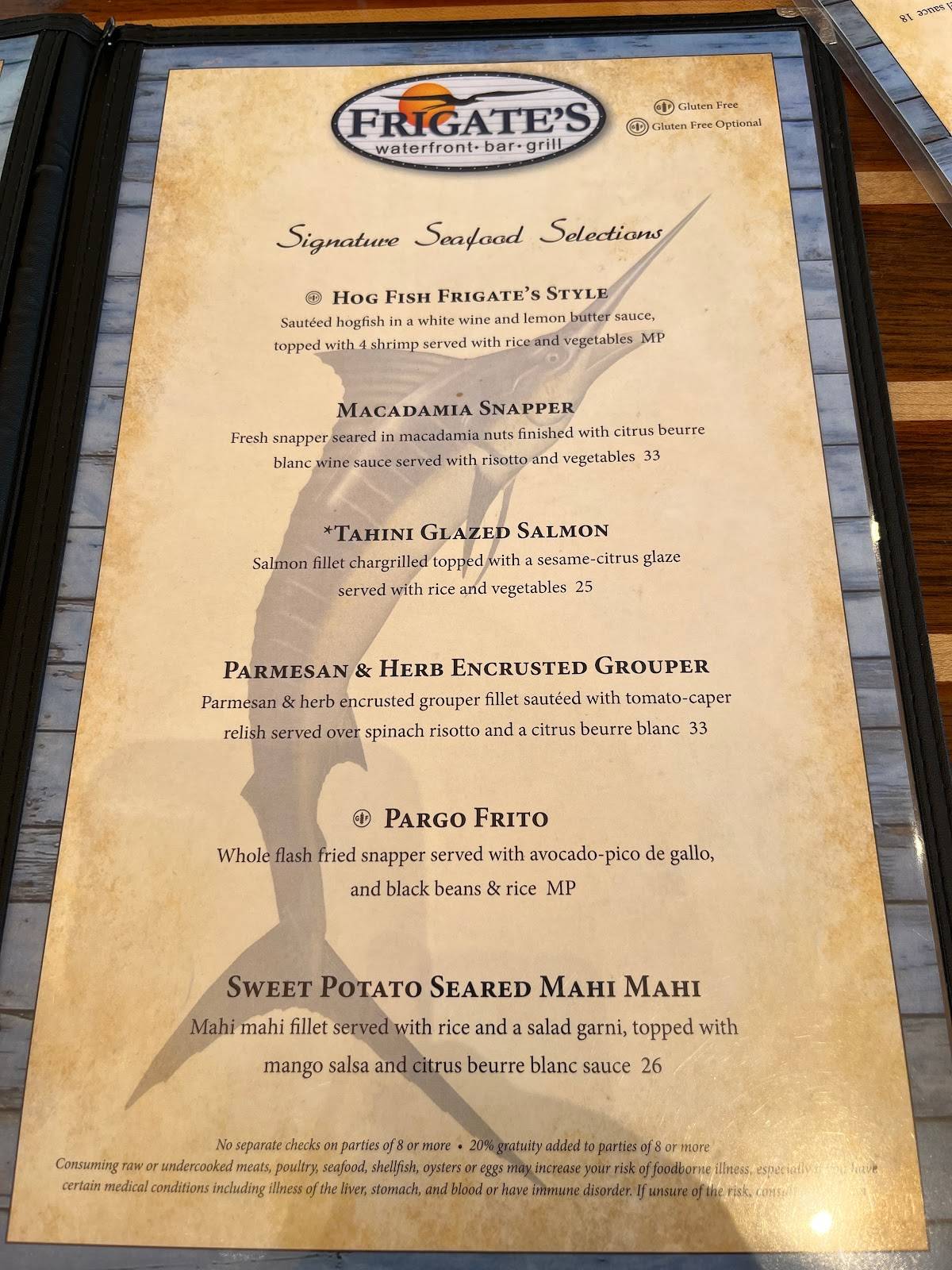Menu at Frigate's Waterfront Bar & Grill - Melbourne, Melbourne