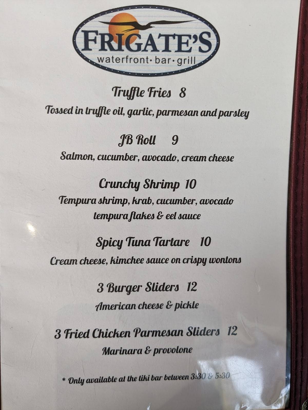 Menu at Frigate's Waterfront Bar & Grill - Melbourne, Melbourne