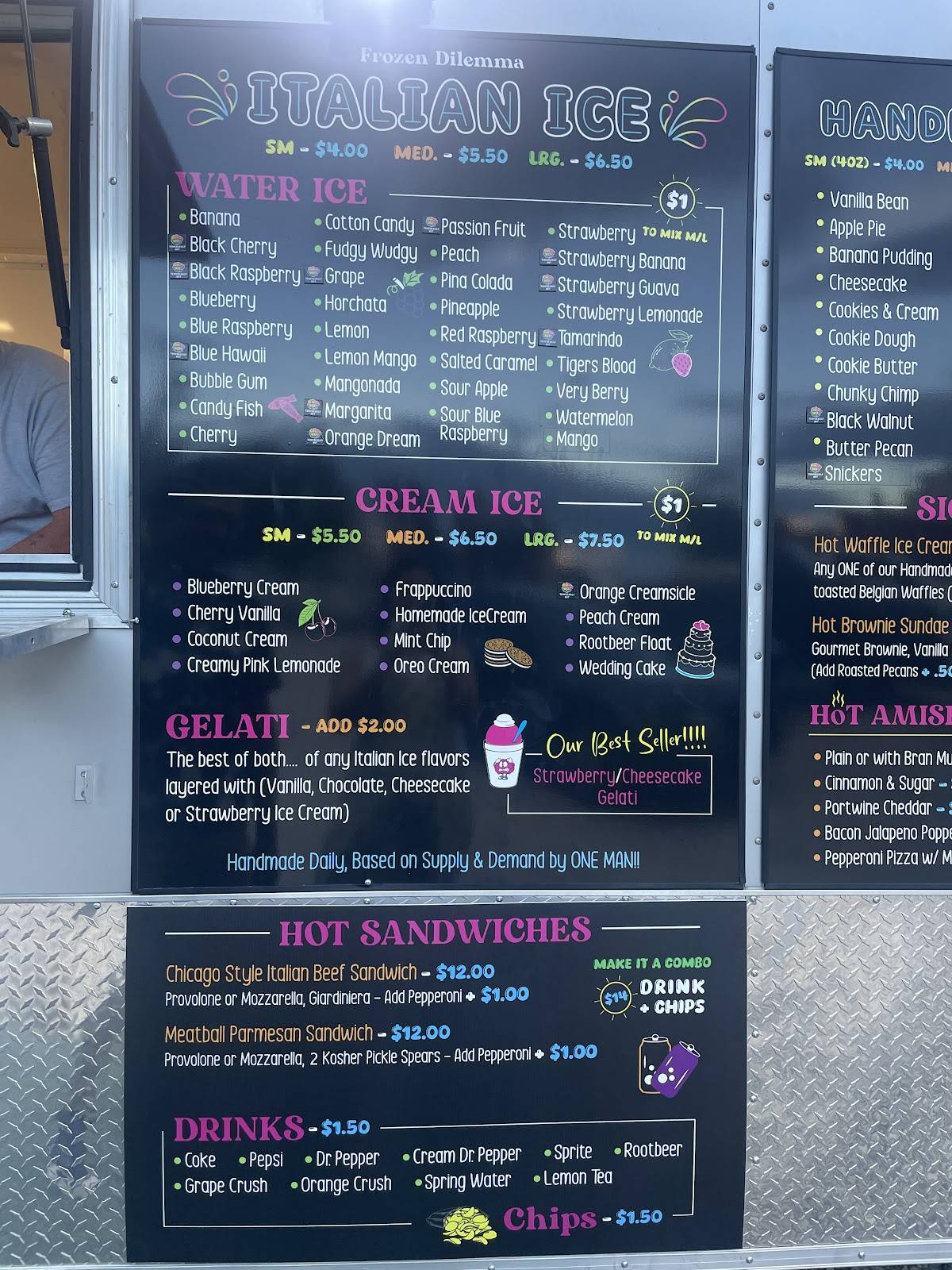 Menu at Frozen Dilemma desserts, Hot Springs