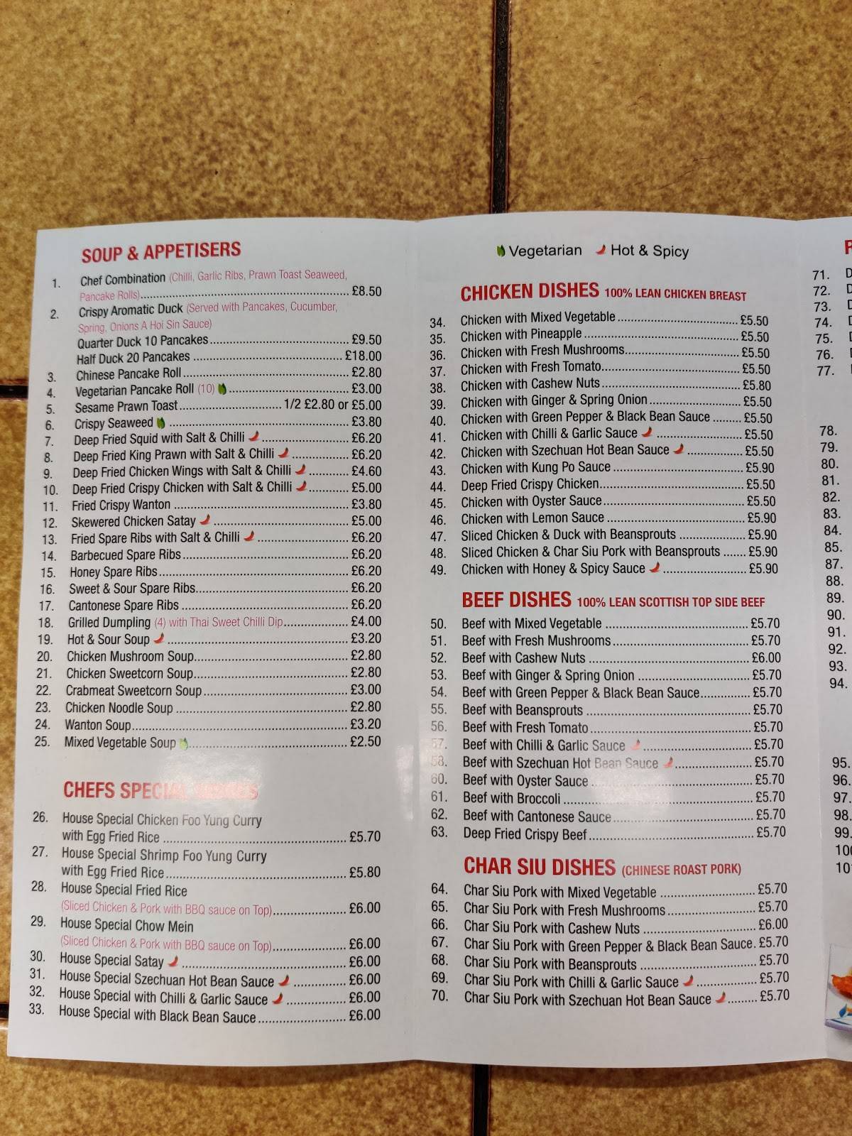 Menu at Fu Lin fast food, Buckfastleigh