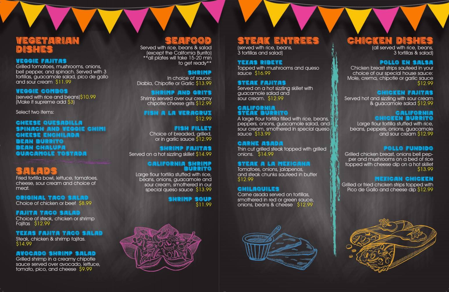 Menu at Fuego Azteca Mexican Bar and Grill, Live Oak
