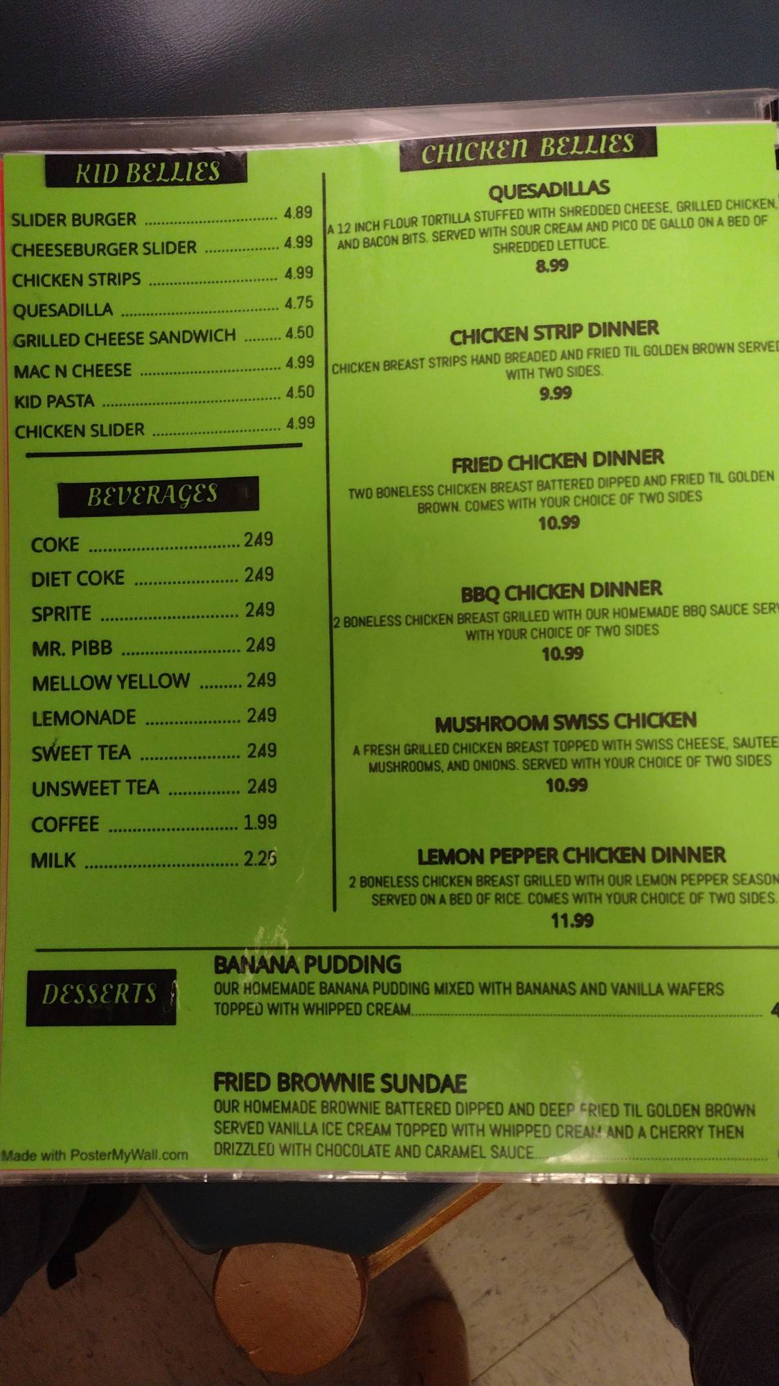 Menu at Full Belly Restaurant, Kingsport
