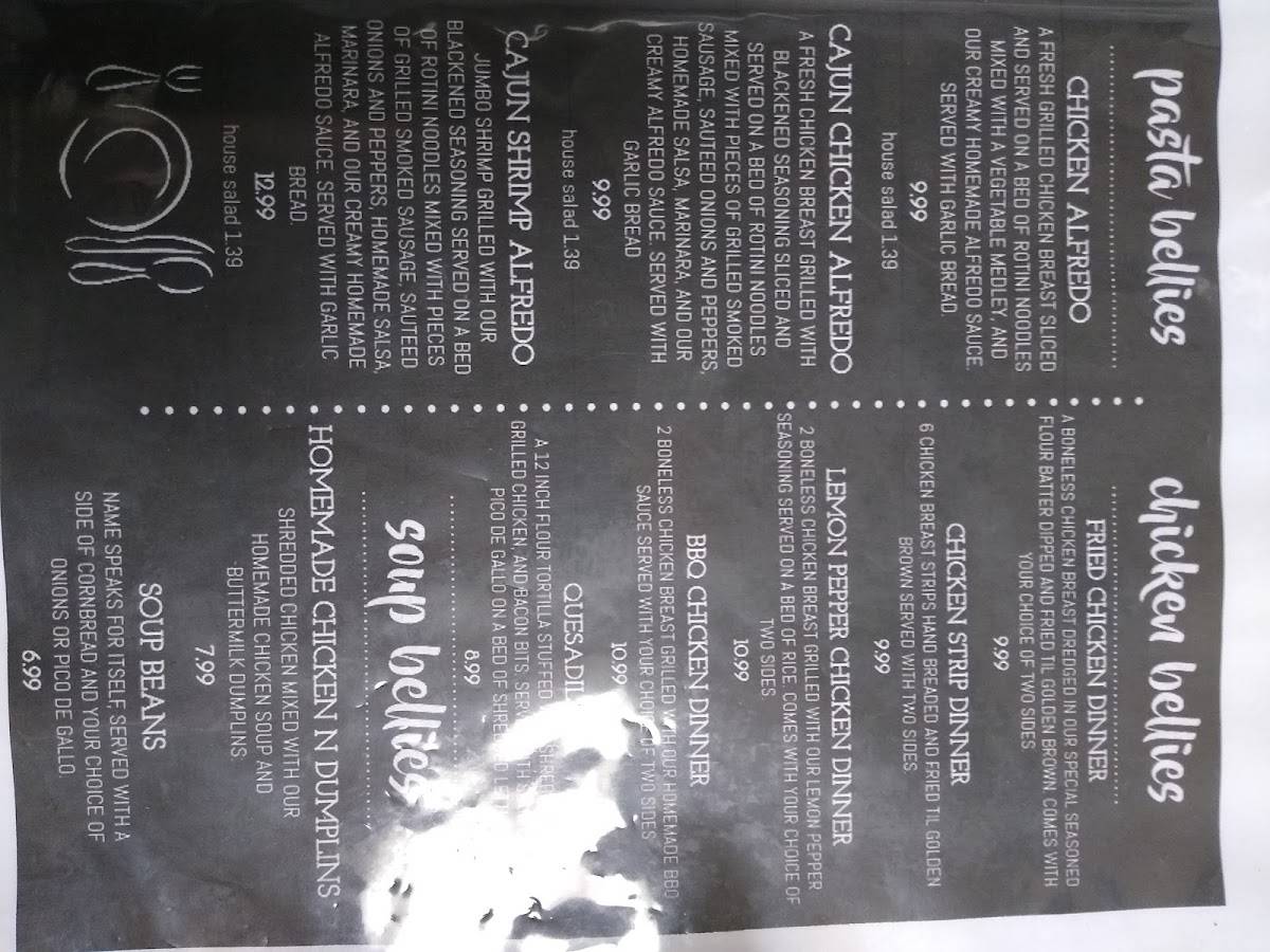 Carta de Full Belly Restaurant, Kingsport