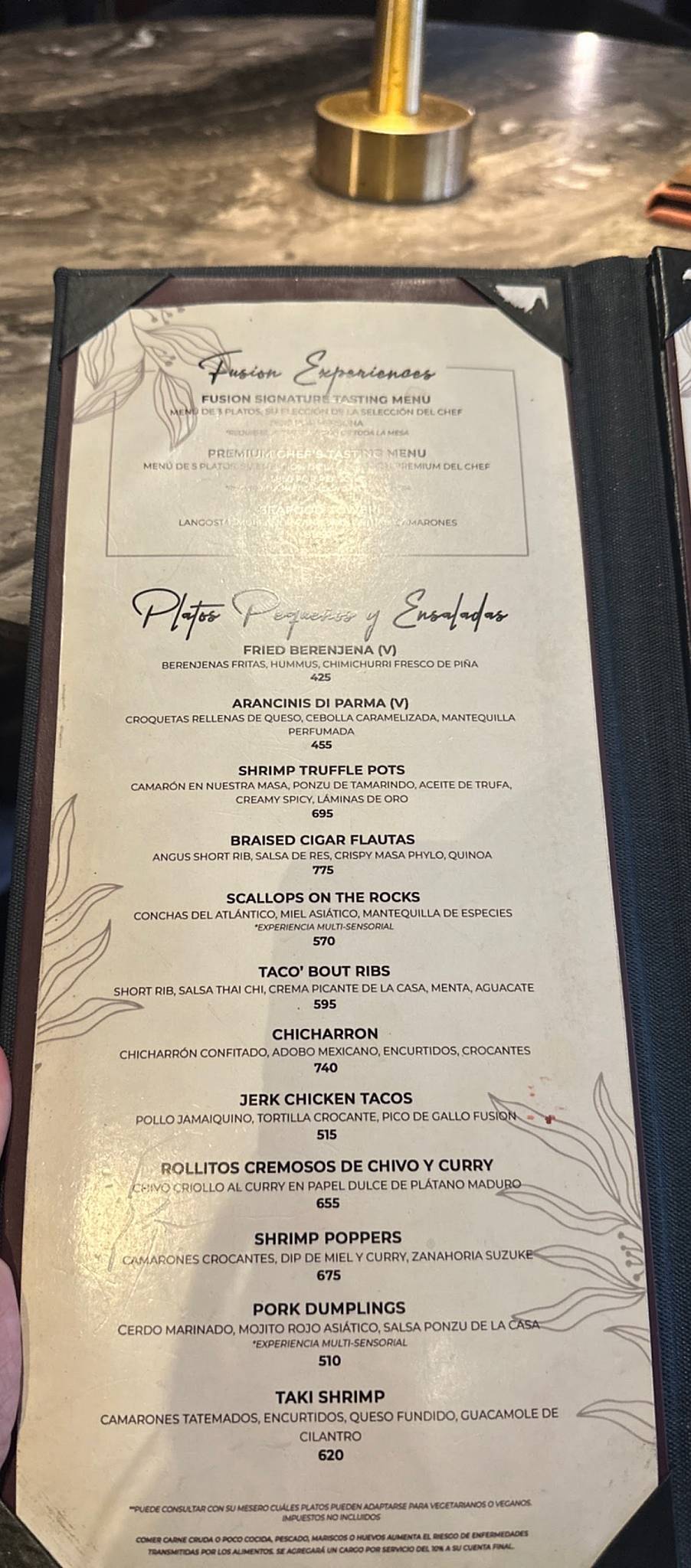 Menu at Fusion Experience restaurant, Santiago De Los Caballeros