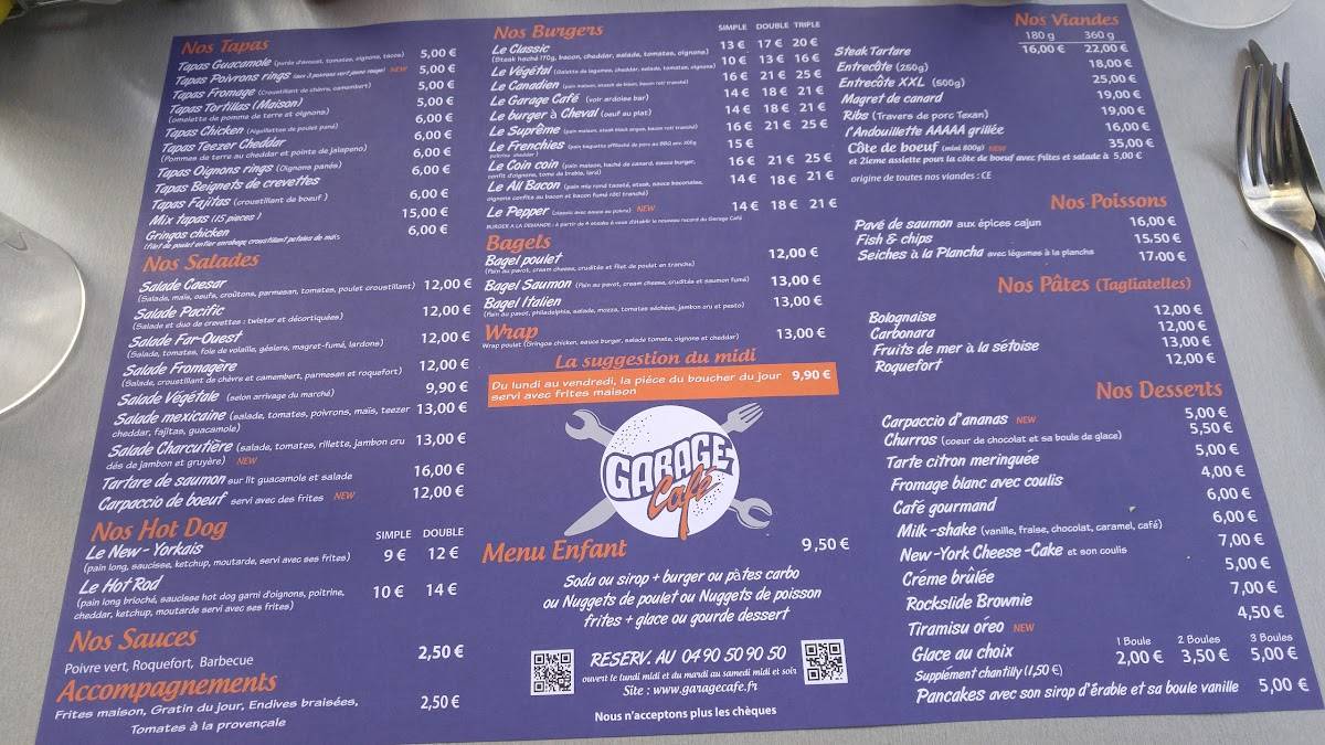 Menu au GARAGE Café, Salon-de-Provence, Rte de Pelissanne