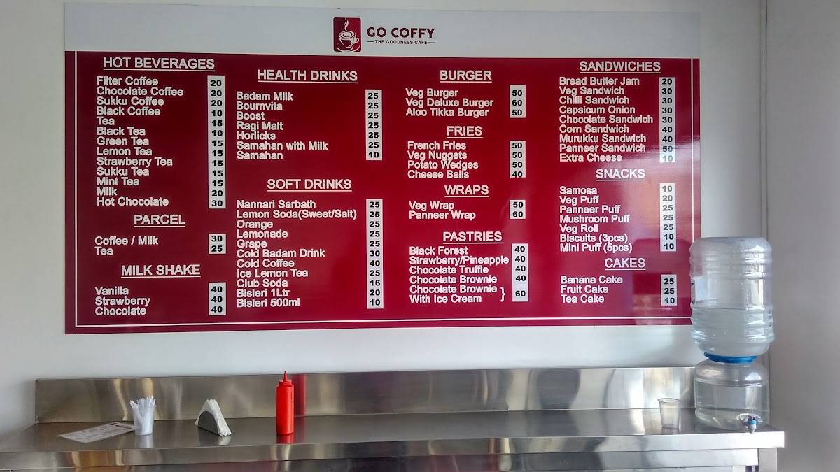 Menu at GO COFFY, Chennai