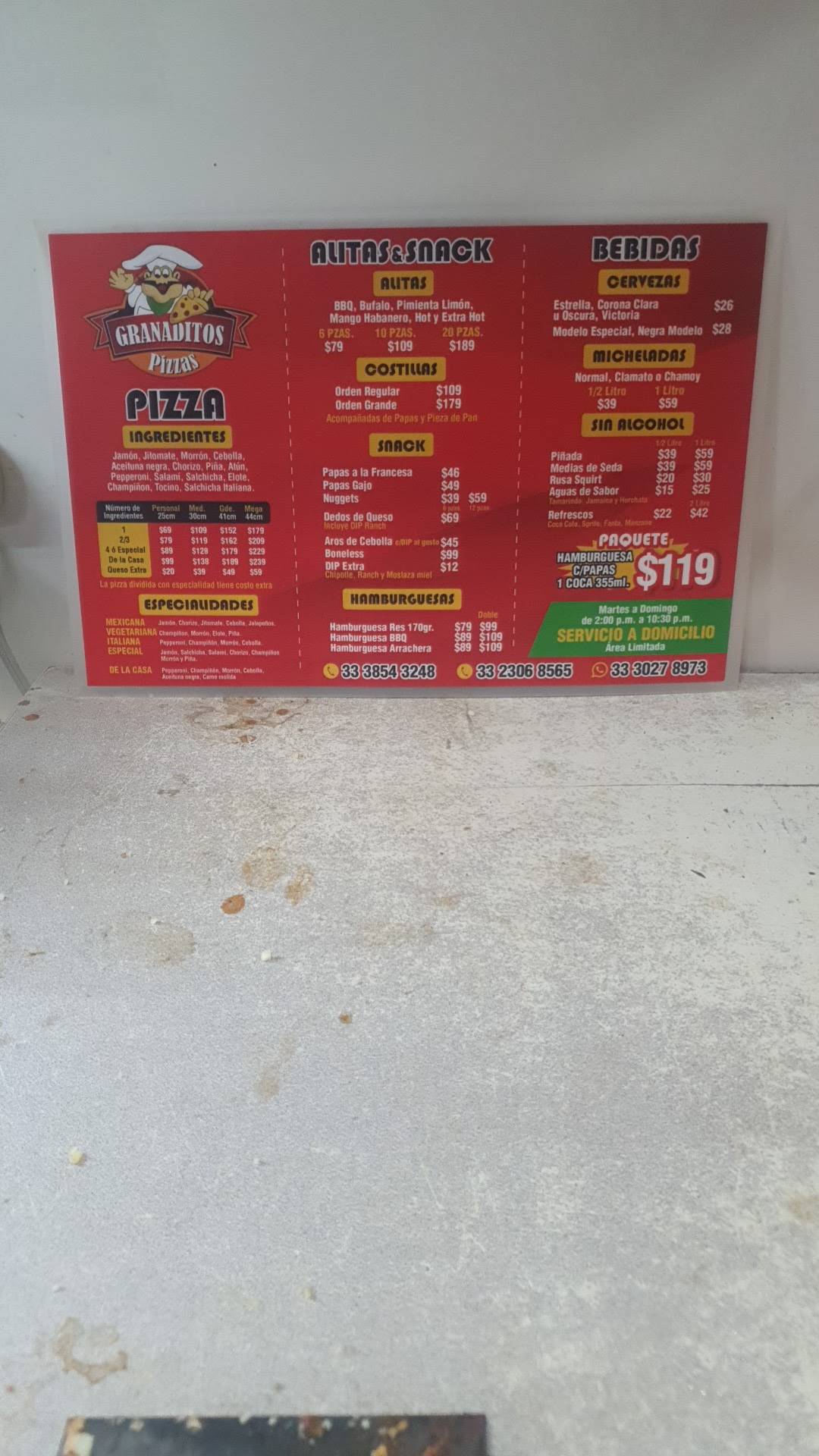 Carta del restaurante GRANADITOS PIZZAS, Zapopan