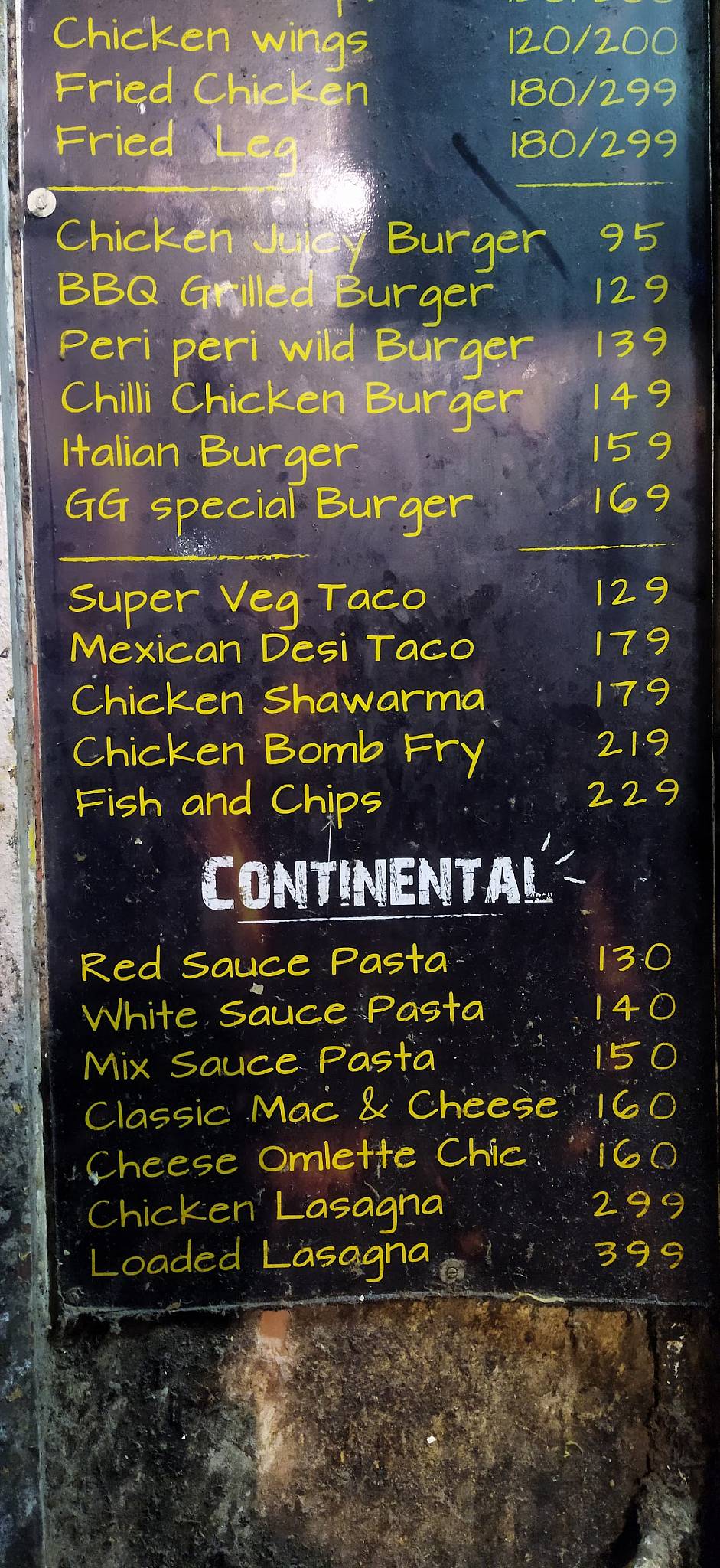 Menu at GULLY GANG, Howrah