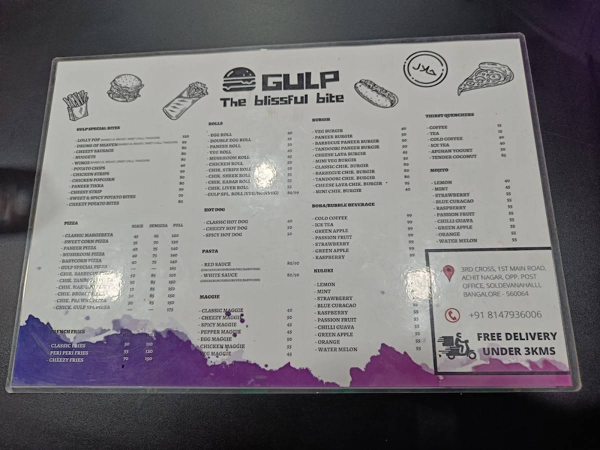Menu at GULP CAFE, Bengaluru