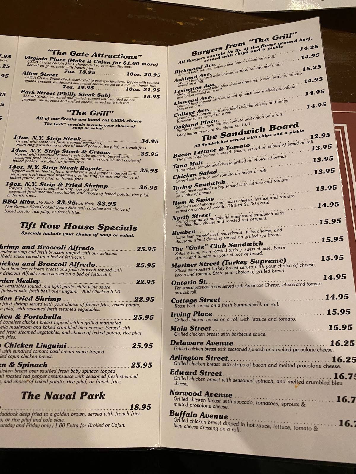 Menu at Gabriel's Gate pub & bar, Buffalo