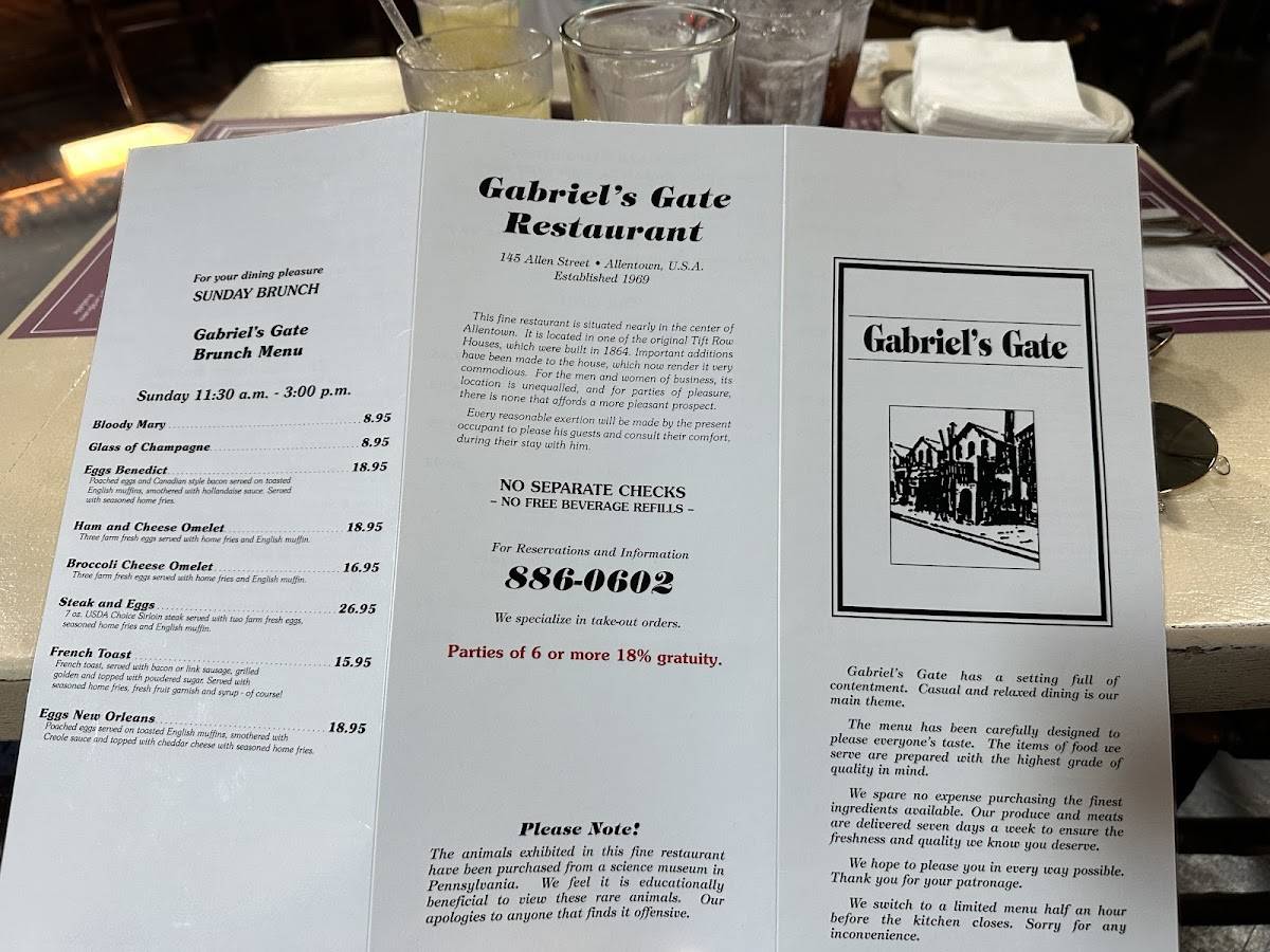 Menu at Gabriel's Gate pub & bar, Buffalo