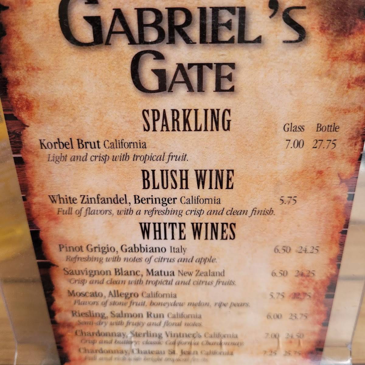 Menu at Gabriel's Gate pub & bar, Buffalo