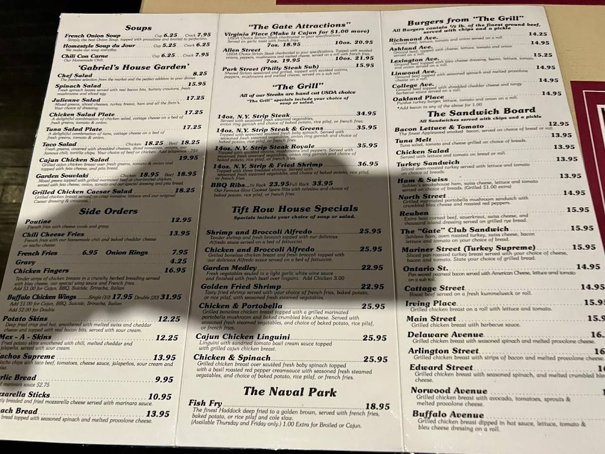 Menu at Gabriel's Gate pub & bar, Buffalo