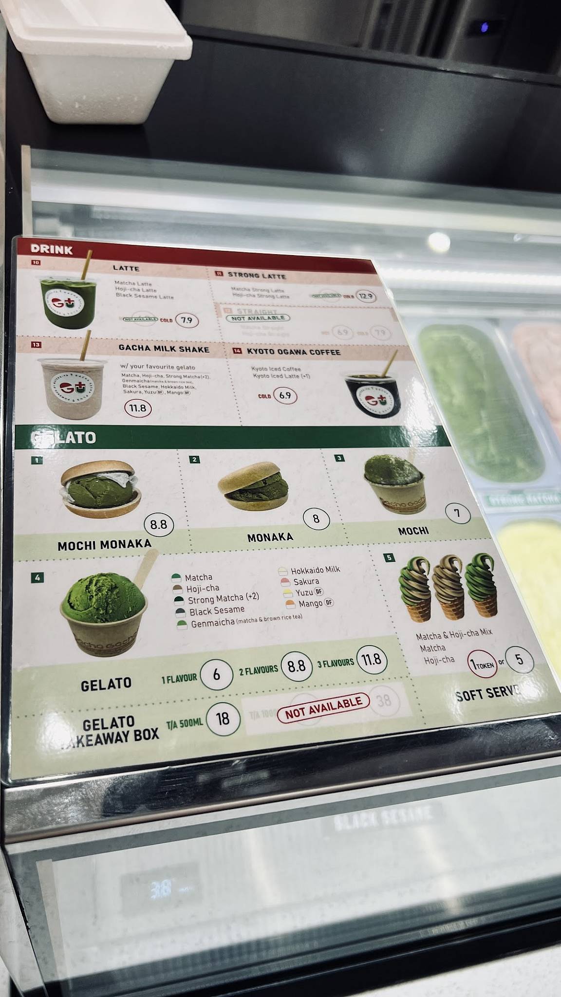 Menu at Gacha Cafe - George St, Sydney