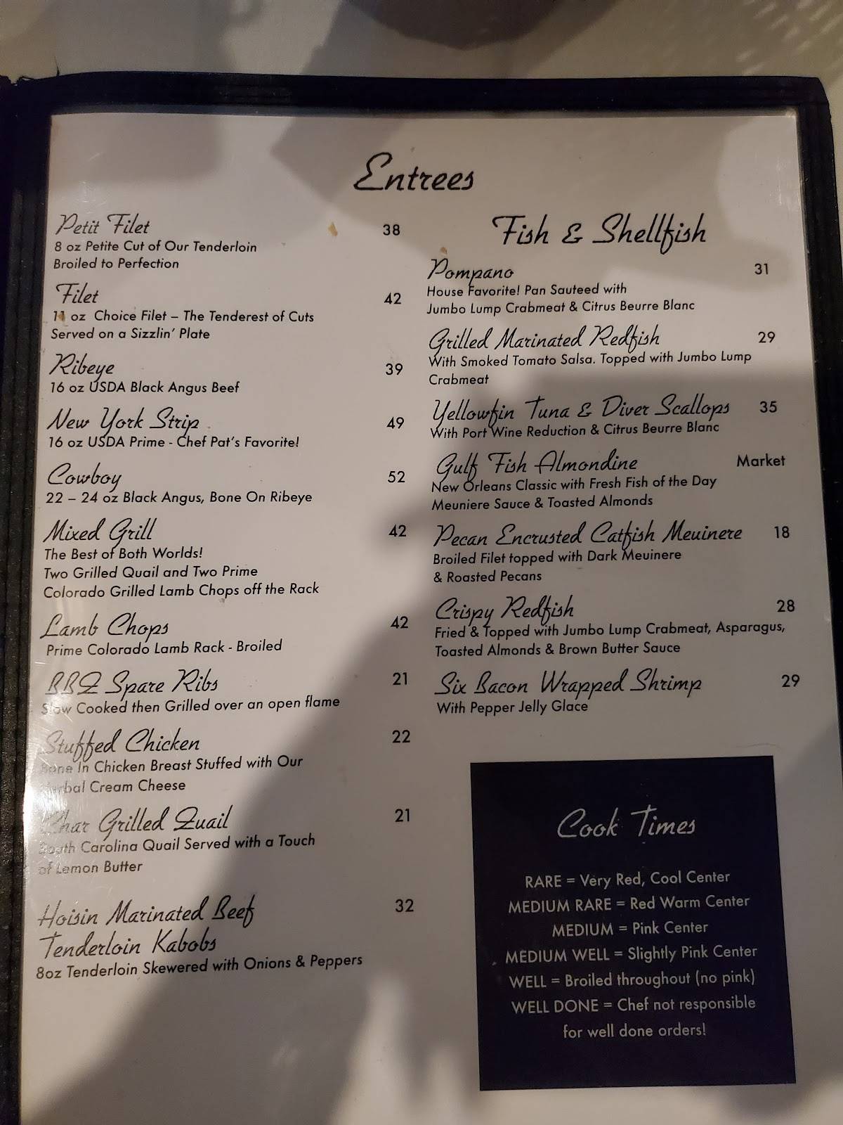 Menu at Gallagher's on Front Street pub & bar, Slidell