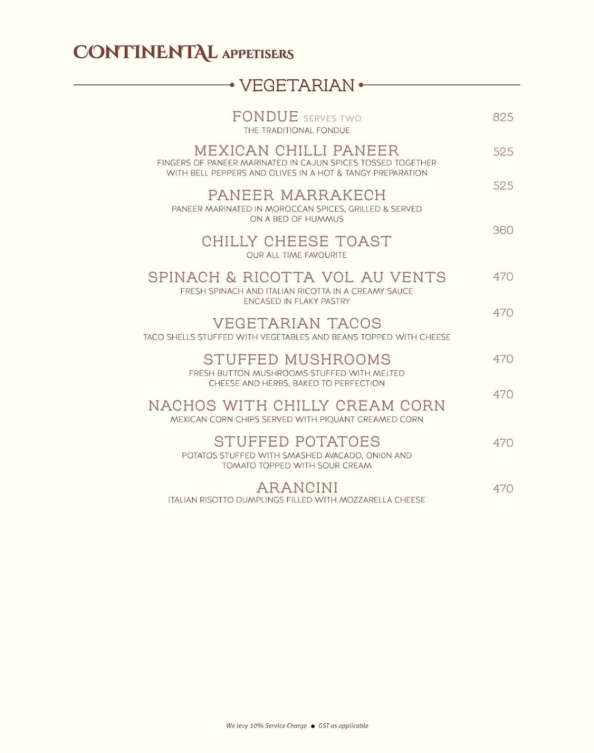 Menu at Gallops Restaurant, Mumbai, Inside Mahalaxmi Racecourse