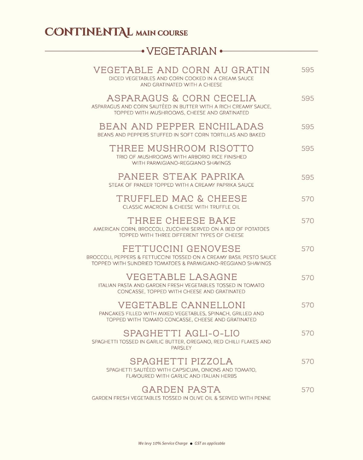 Menu at Gallops Restaurant, Mumbai, Inside Mahalaxmi Racecourse