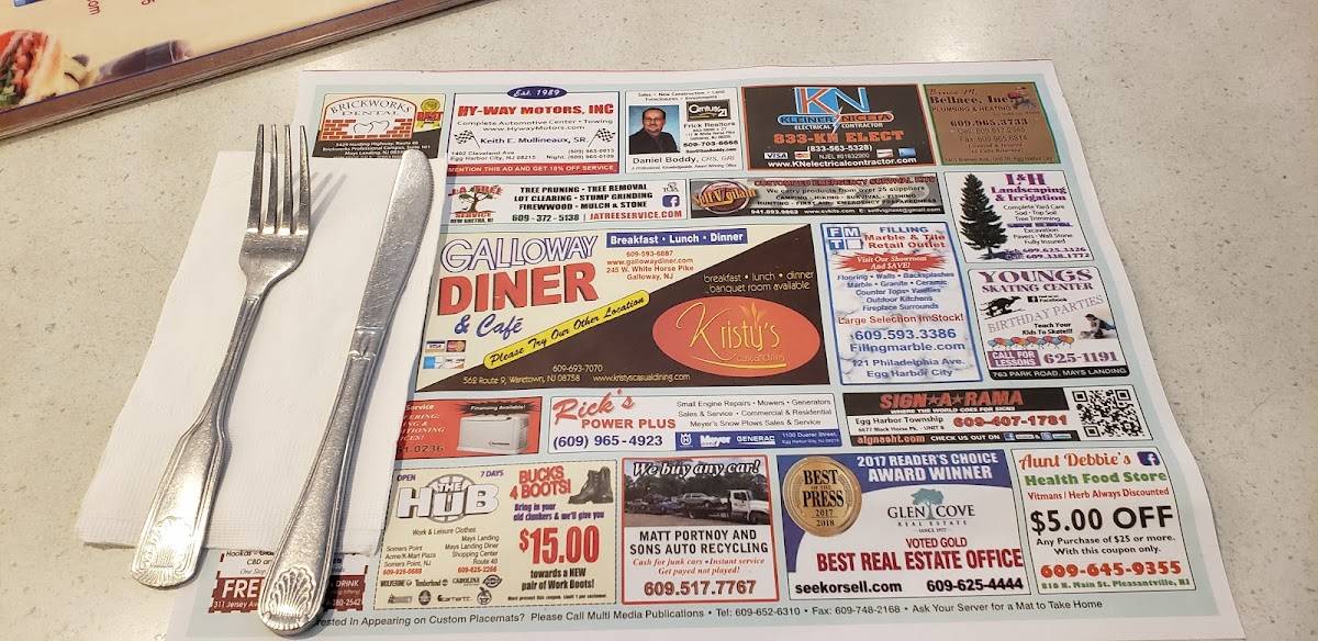 Menu at Galloway Casual Dining restaurant, Egg Harbor City, 245 W White ...