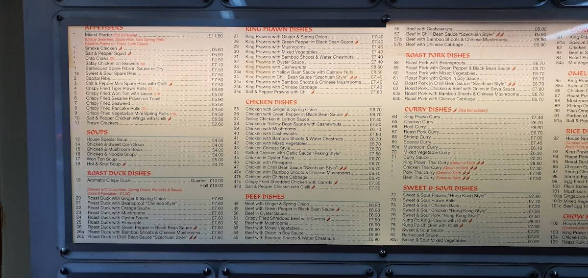 Menu at Happy Chef restaurant, Gamlingay