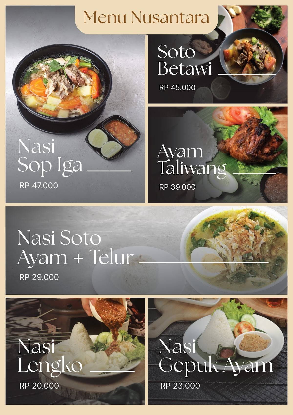 Carta del café Garage 81, Cimahi