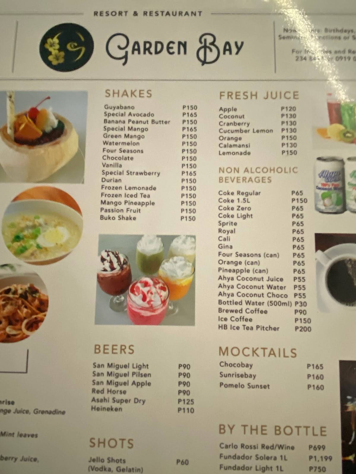 Menu at Garden Bay Restaurant & Resort, Davao City