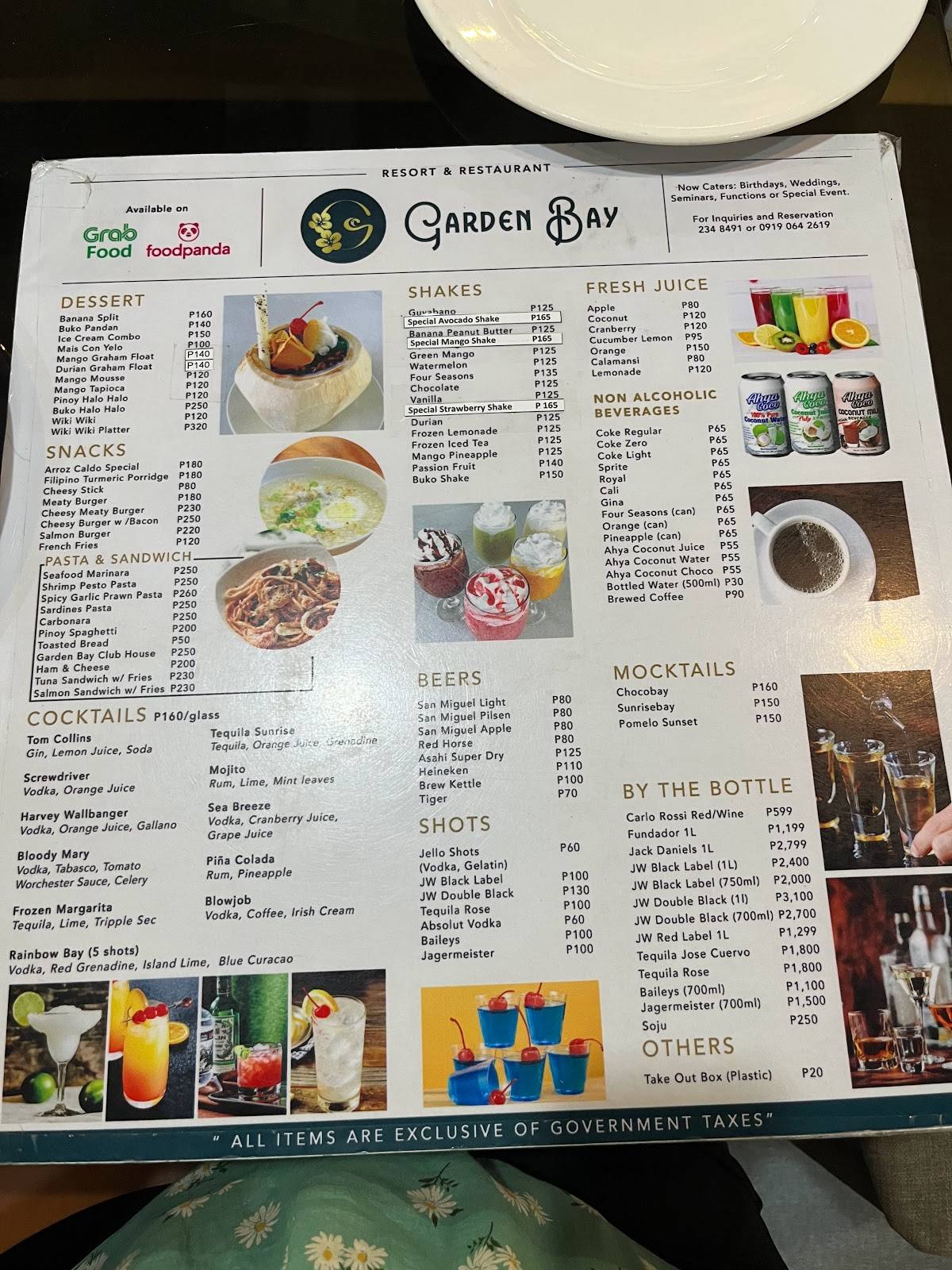 Menu at Garden Bay Restaurant & Resort, Davao City