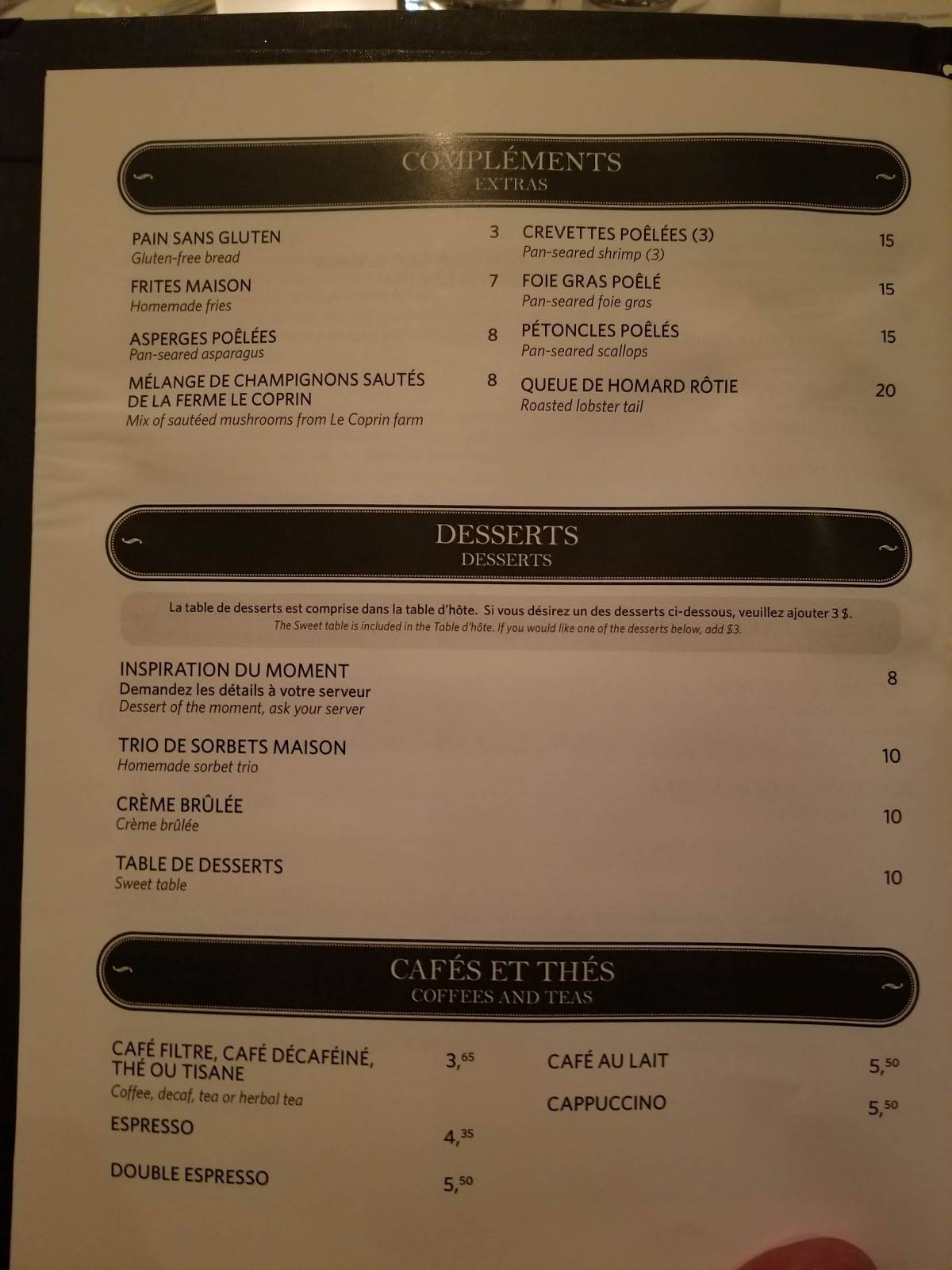 Menu at Arôme BBQ, Gatineau
